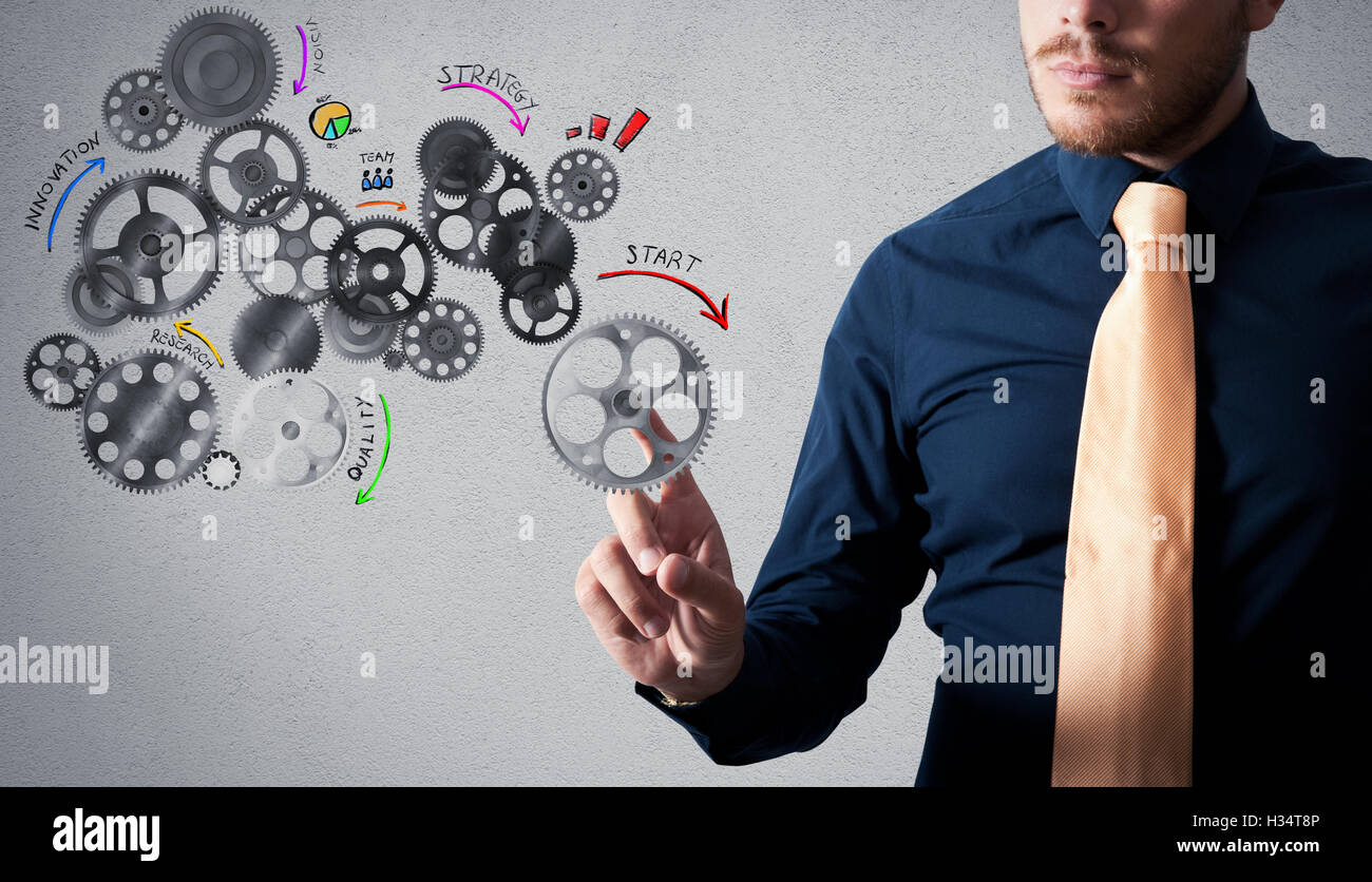 Analysis project with gears mechanism Stock Photo - Alamy