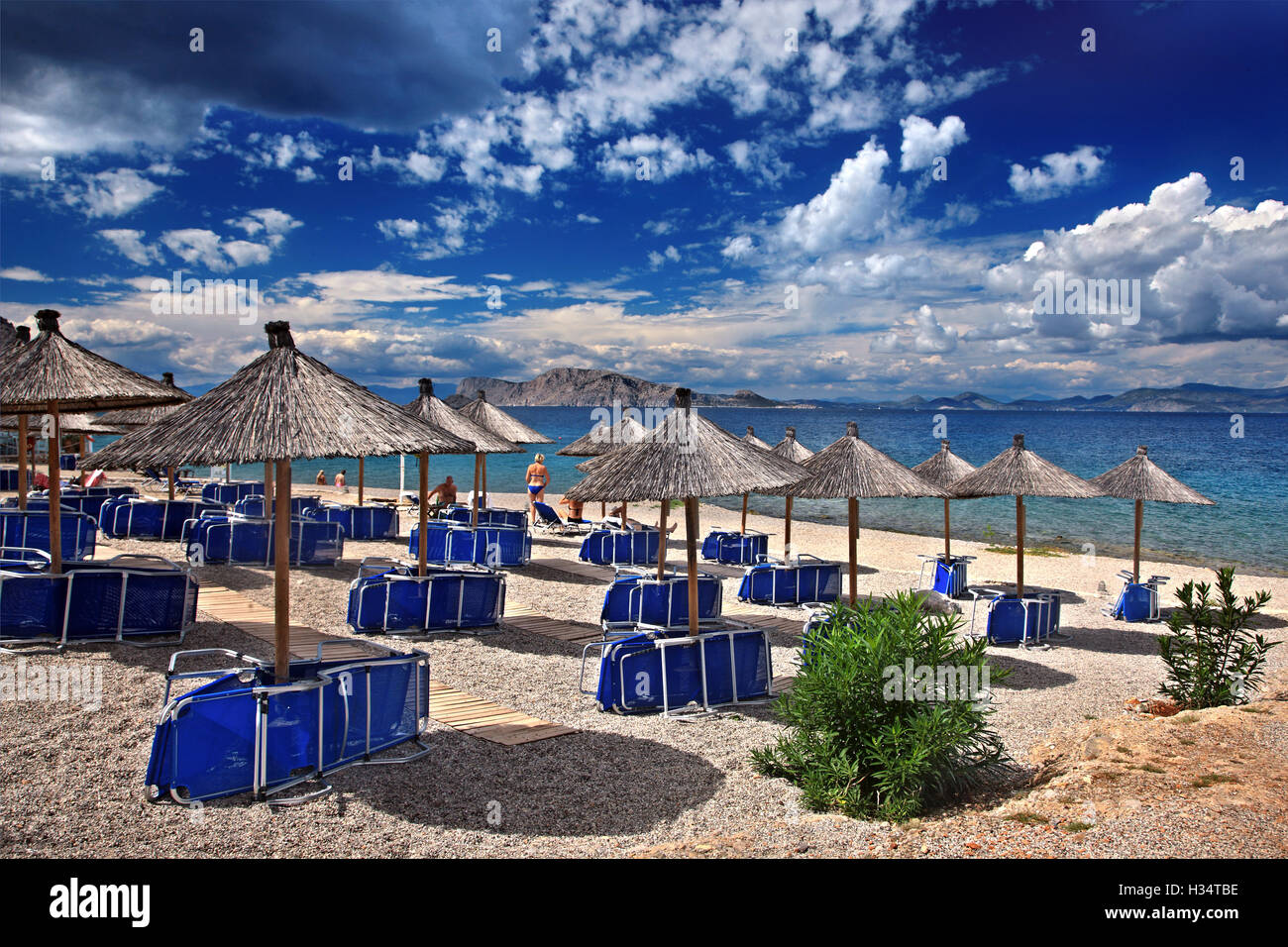 Plakes beach, close to Vlychos village, Hydra island, Attica, Greece ...