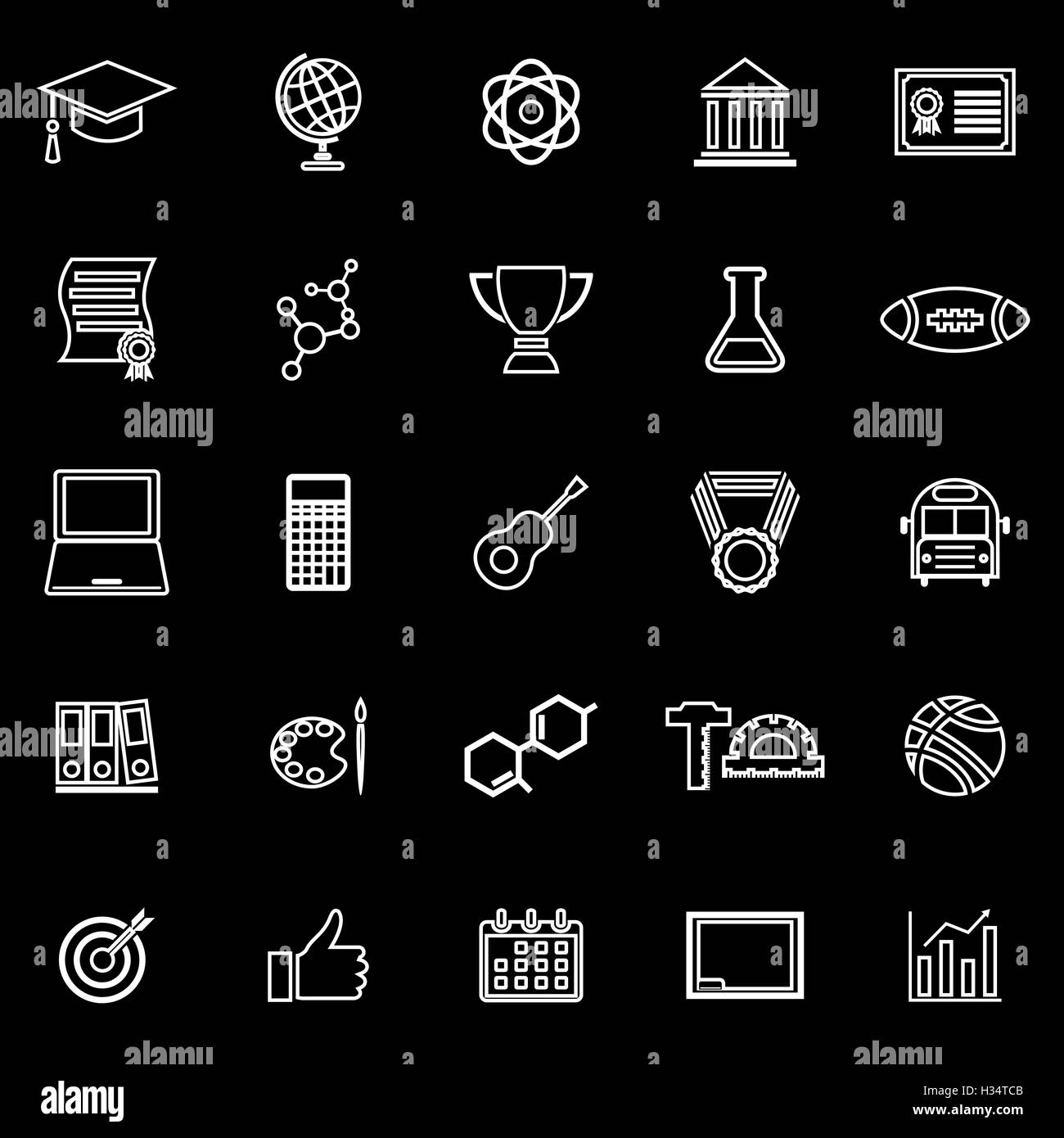 College line icons on black background, stock vector Stock Vector Image ...