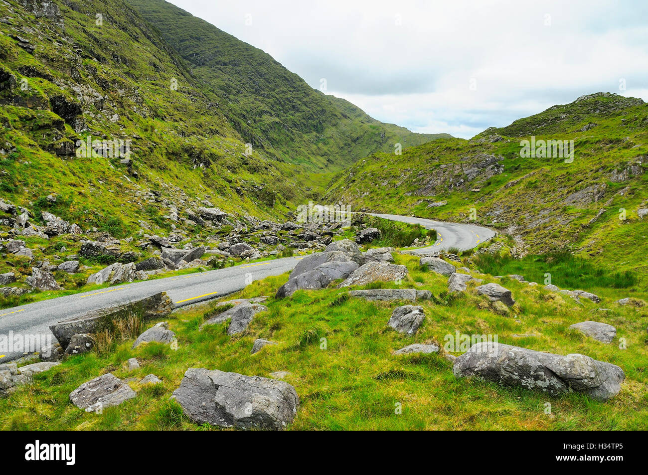 On top of the Ballagh Beama Pass, Cappa, Kerry County, Ireland Stock ...