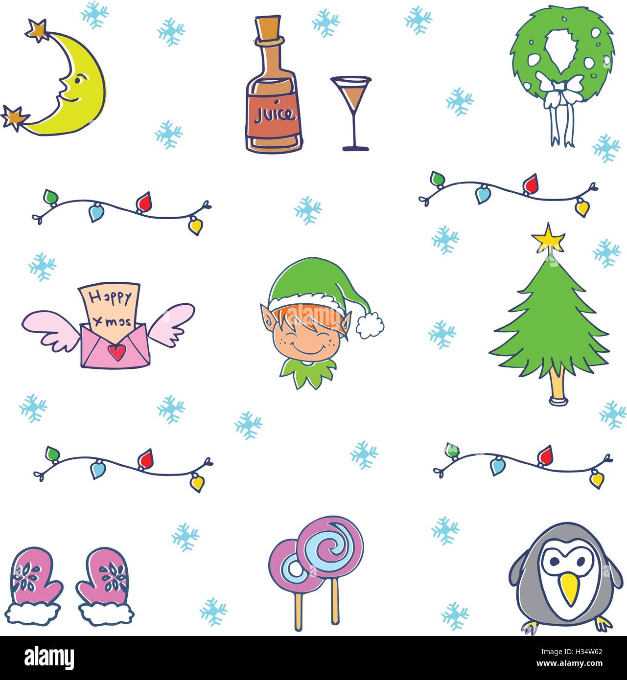 Many ornament set christmas in doodle Stock Vector Image & Art - Alamy