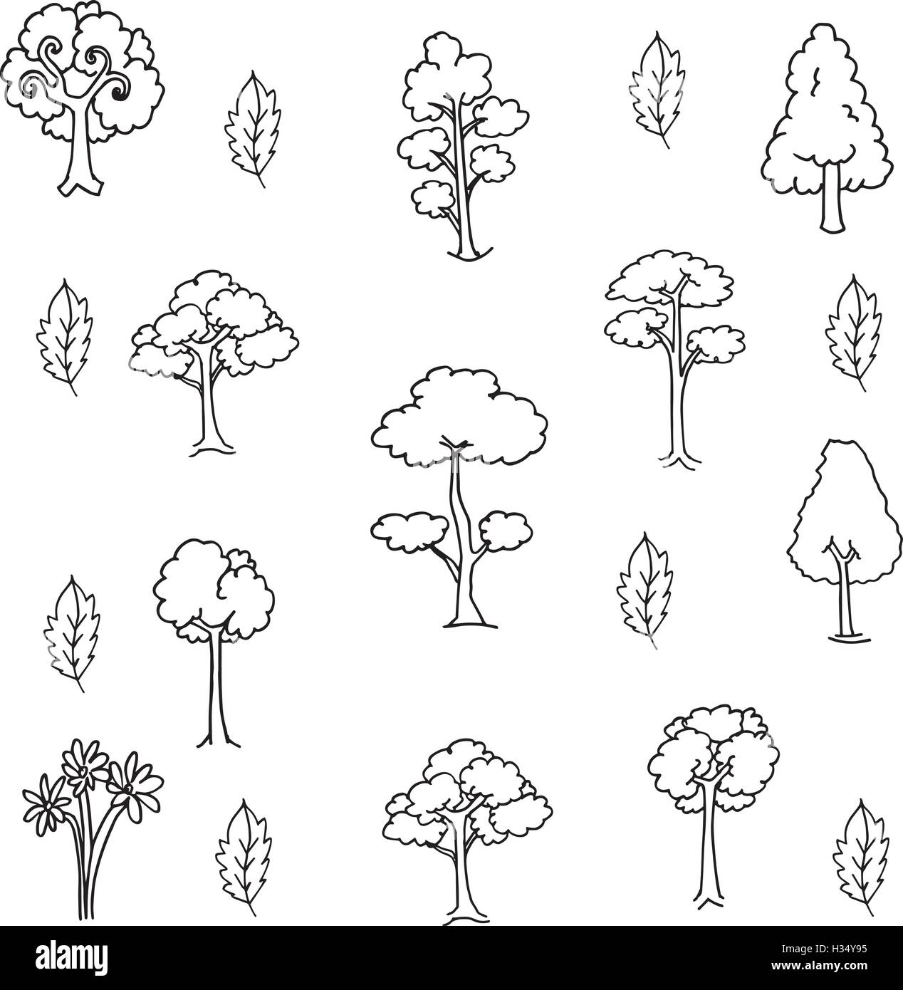 Doodle of tree set with hand draw Stock Vector Image & Art - Alamy