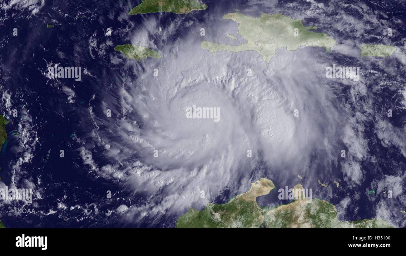 Hurricane Matthew. 3rd October, 2016. View of powerful Hurricane ...