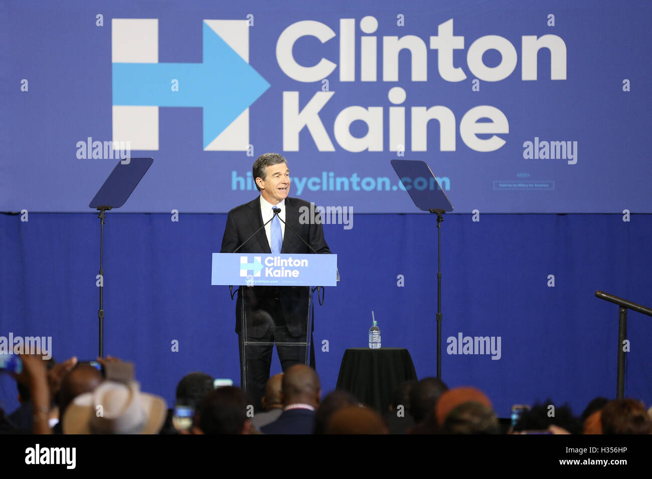 Charlotte, USA. 04th Oct, 2016. Gubernatorial candidate Roy Cooper ...