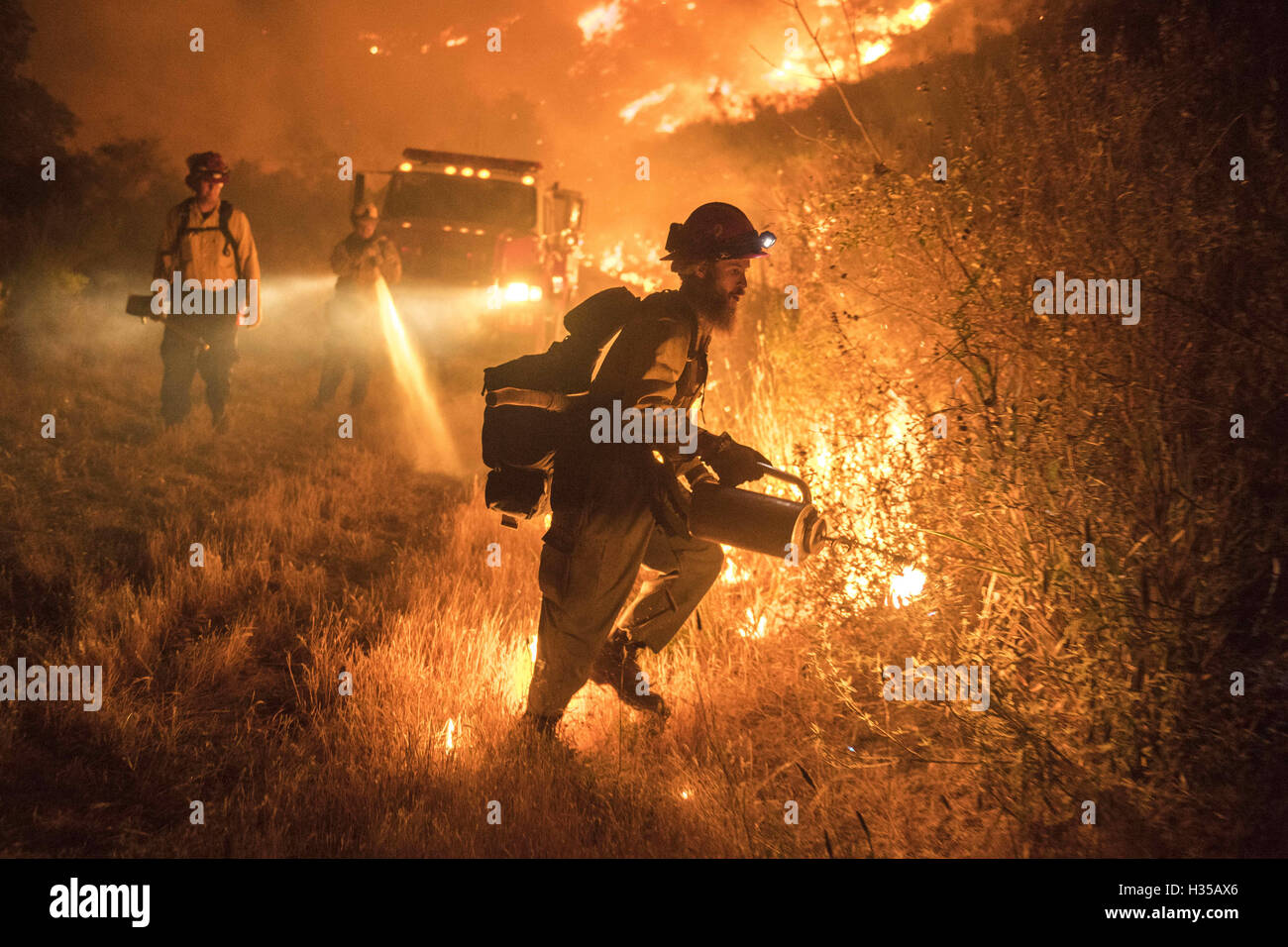 Sherpa fire burns late thursday evening hi-res stock photography and ...