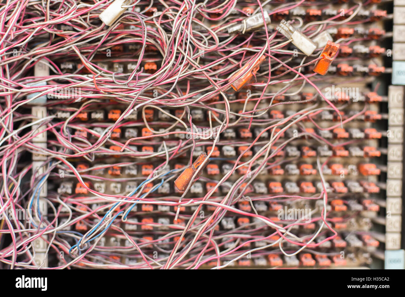Switchboard panel with messy cables connections,The PABX Stock Photo ...