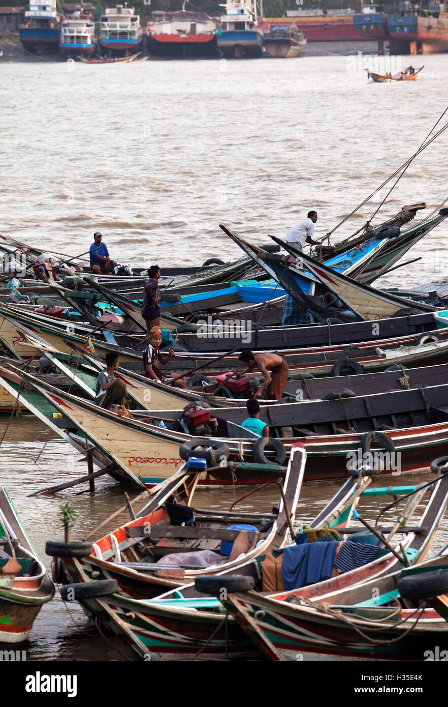 River life, passenger ferries, Yangon River, Yangon (Rangoon), Myanmar ...