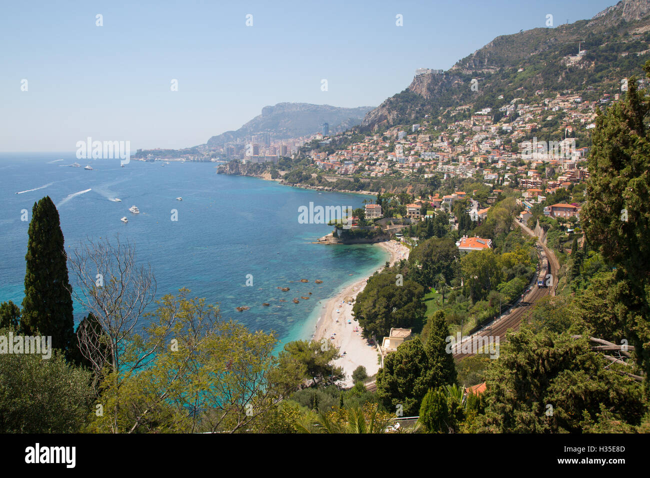 View toward Monaco from Roquebrune-Cap-Martin, Cote d'Azur, Provence ...
