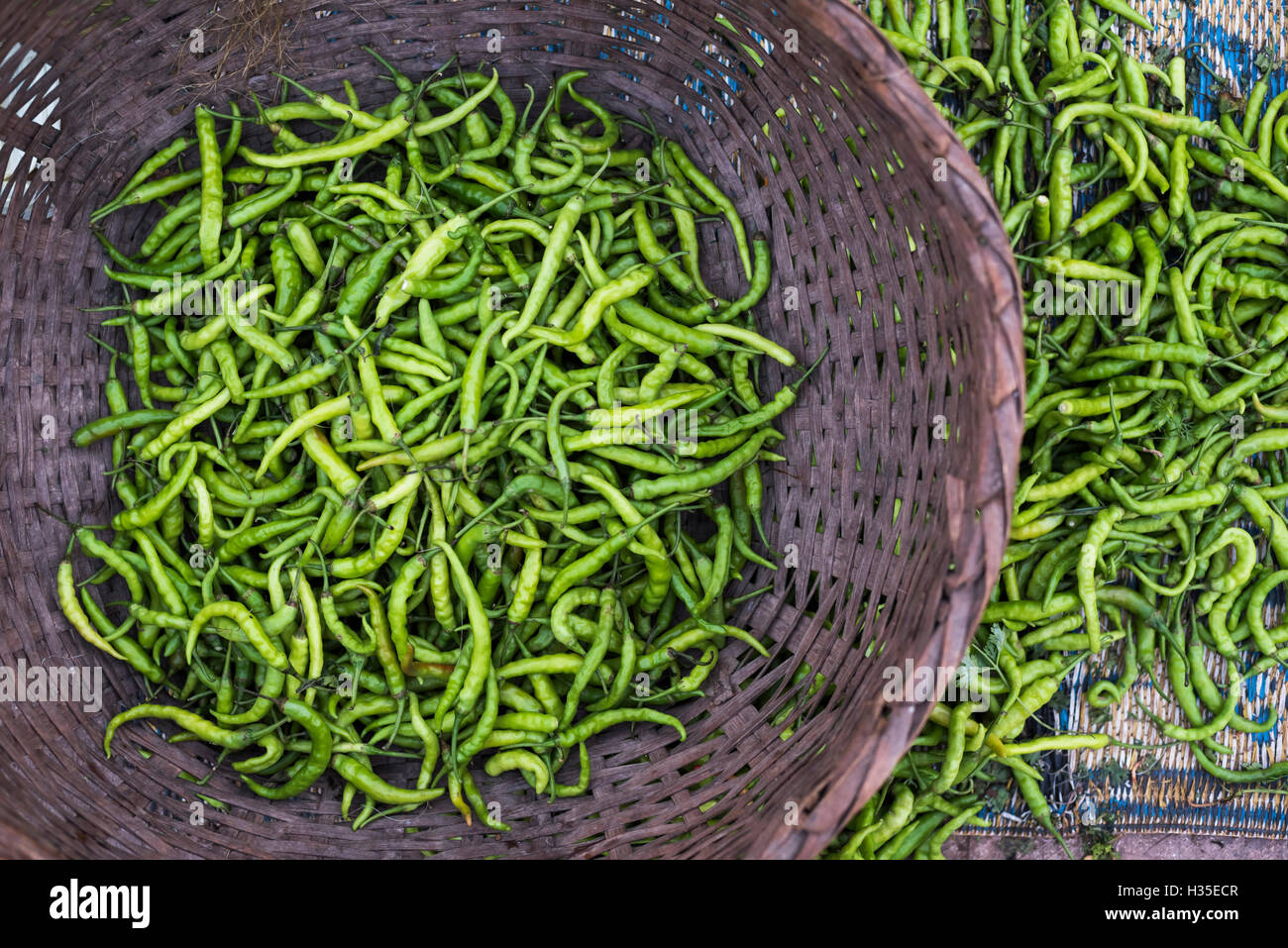 Green chillies in Hpa An Morning Market, Kayin State (Karen State ...