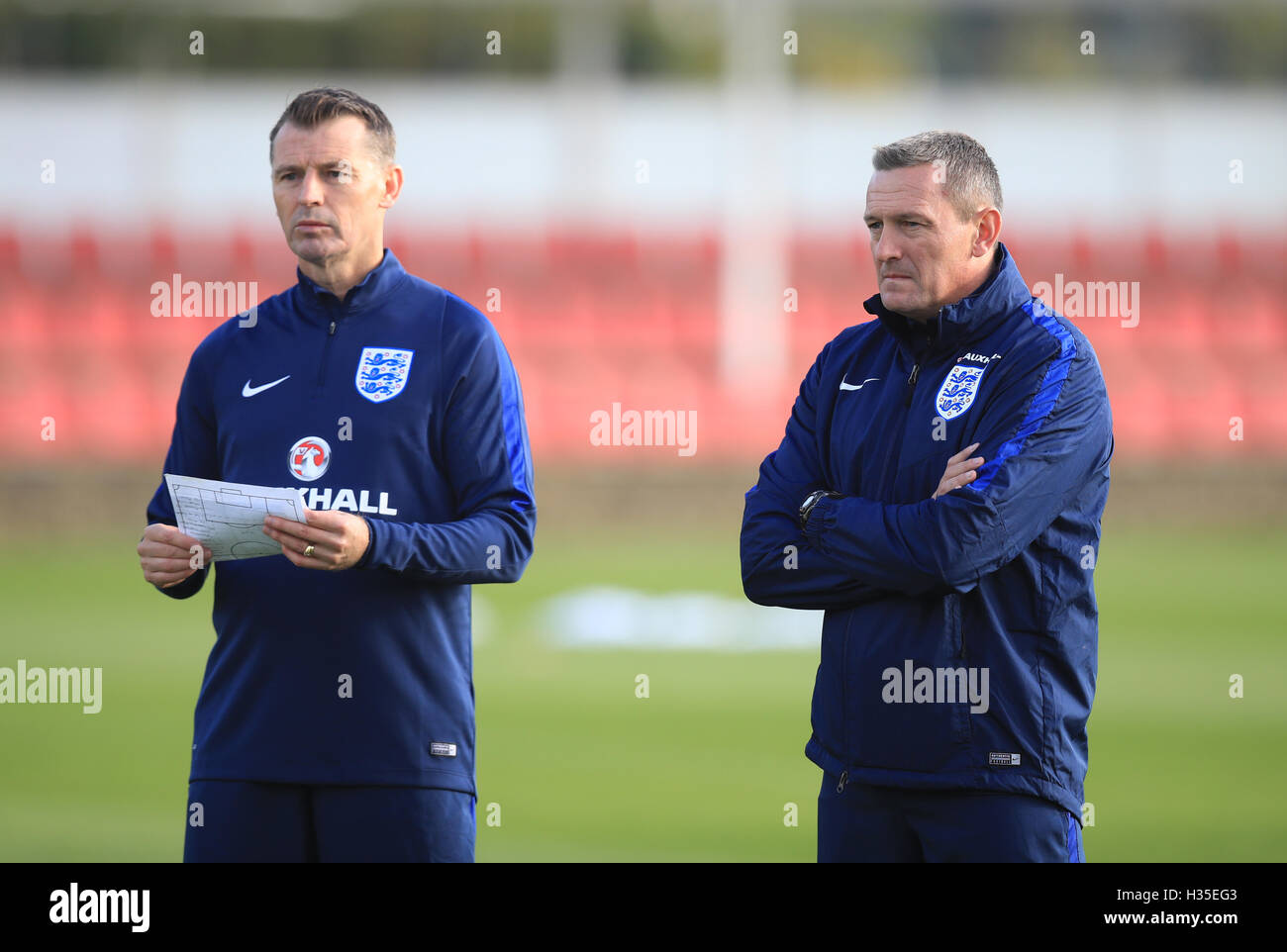 England U21 caretaker manager Aidy Boothroyd (right) and coach Colin ...
