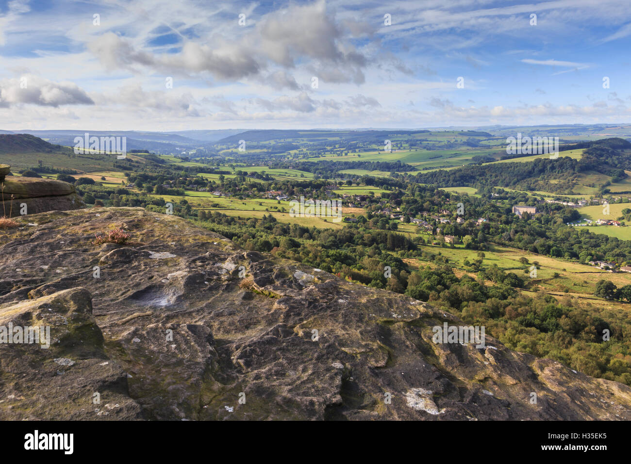 View towards chatsworth from curbar edge hi-res stock photography and ...