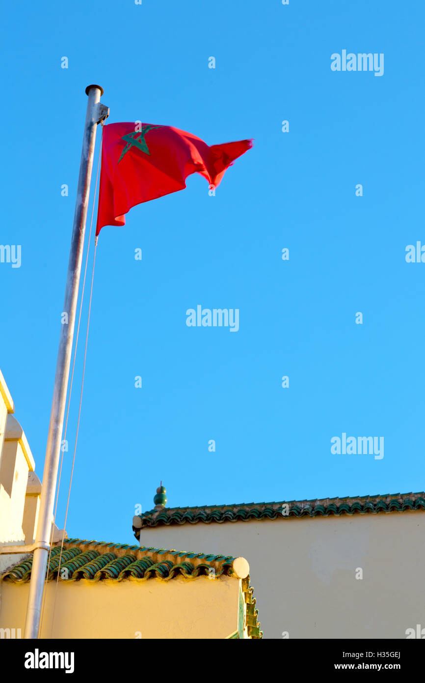 waving flag in the blue sky tunisia colour and wave battlements Stock ...