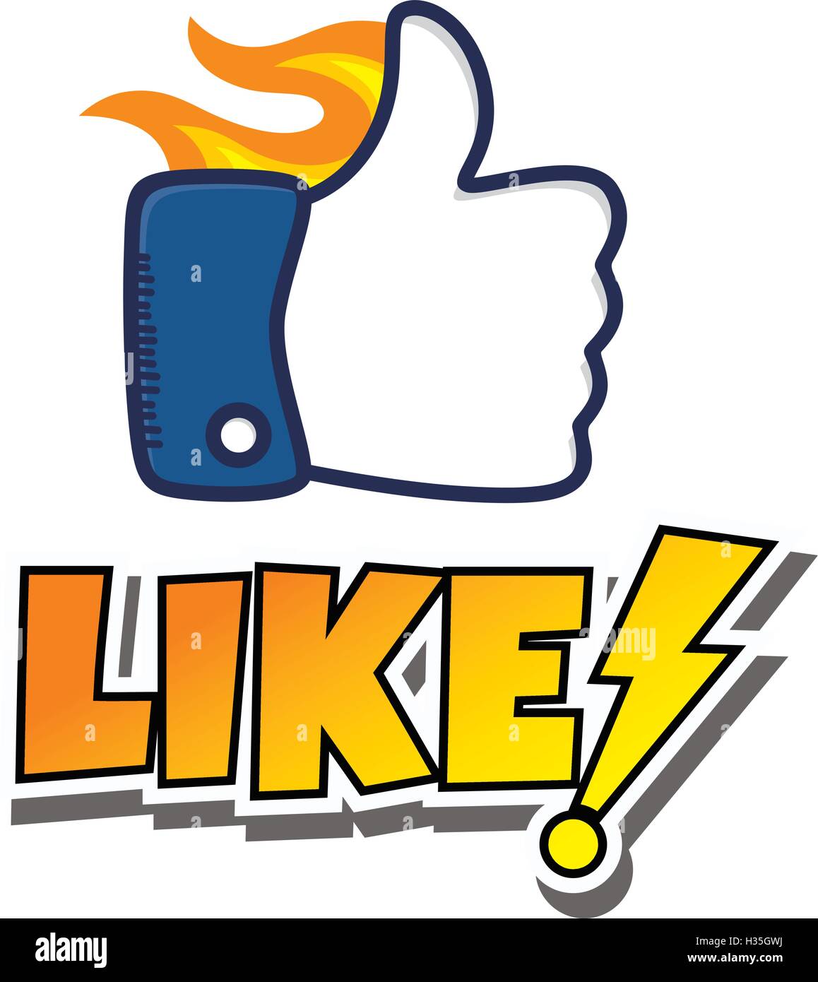 thumb up hot fire hand gesture sign cartoon Stock Vector Image & Art ...