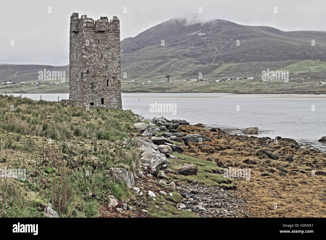 Kildavnet castle in Achill Island. County Mayo, Ireland - HDR Stock ...