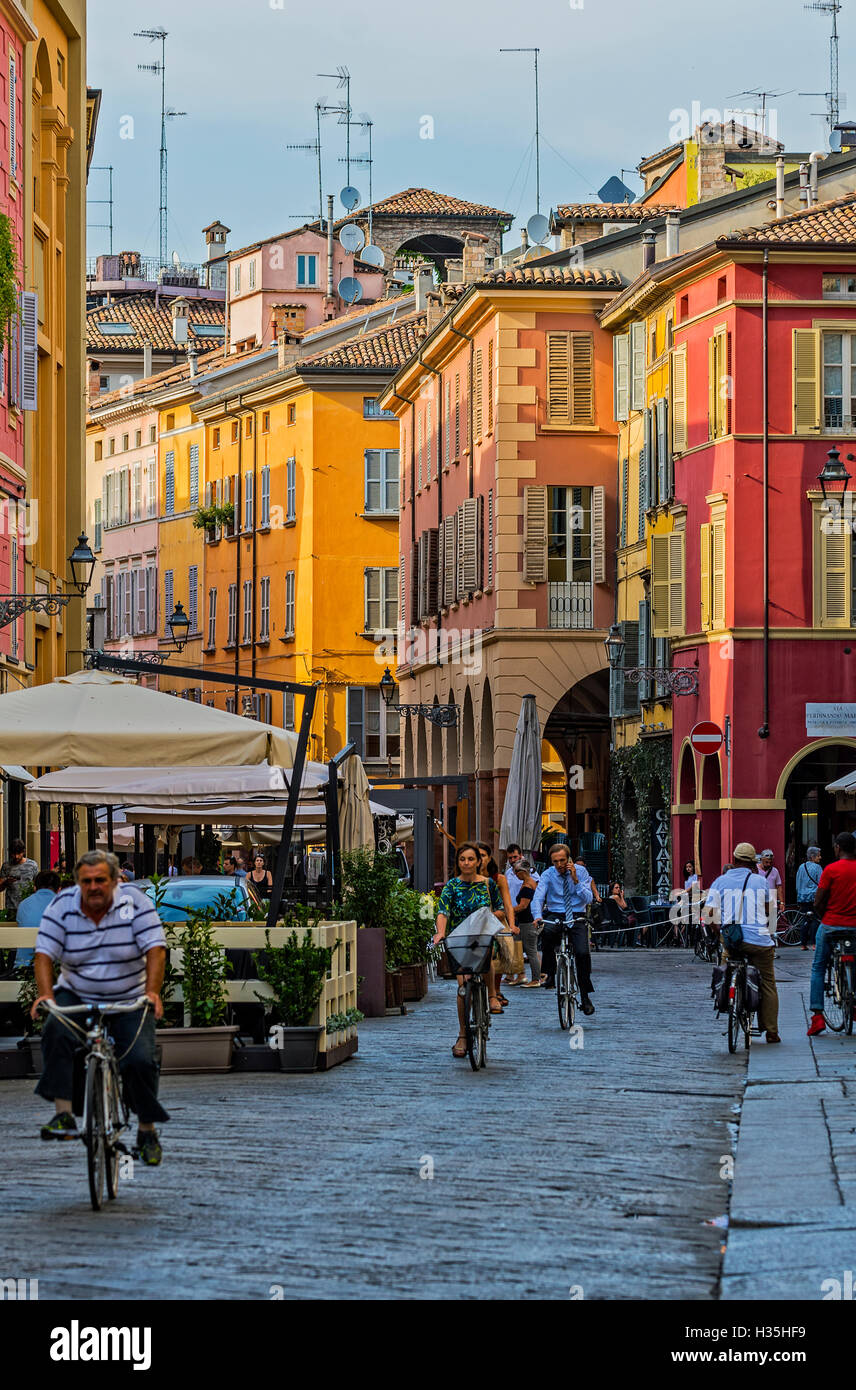 Italy Emilia Romagna Parma Historic Center People in Bicycle Stock ...