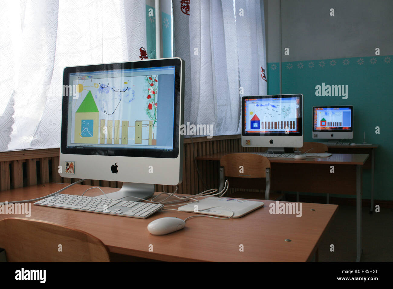 Apple Computers in a boarding school for children Stock Photo - Alamy