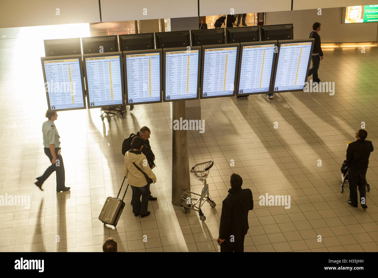 Departure,Arrival Schedule board at terminal at Schipol Airport ...