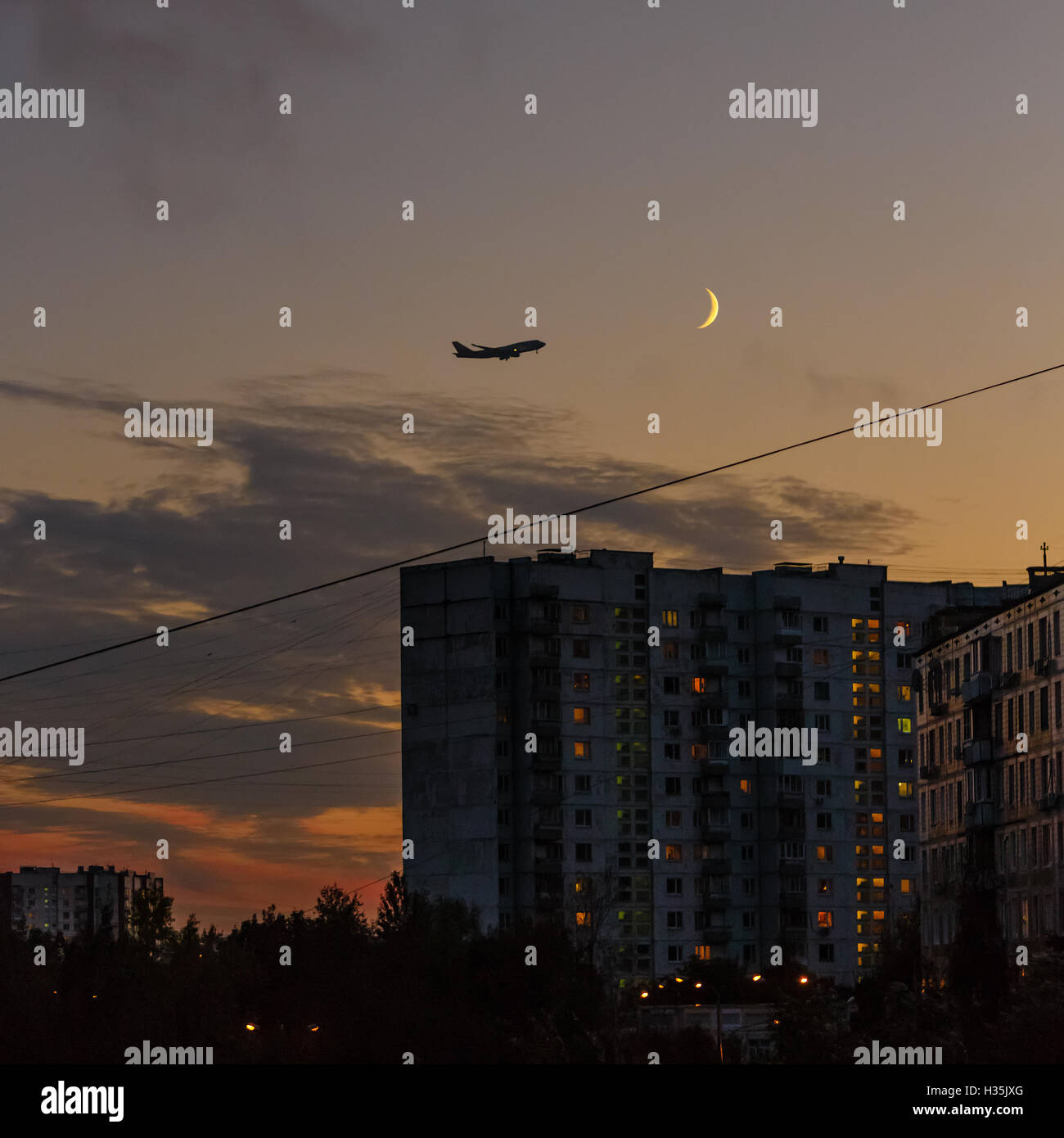 Airplane on the moon hi-res stock photography and images - Alamy