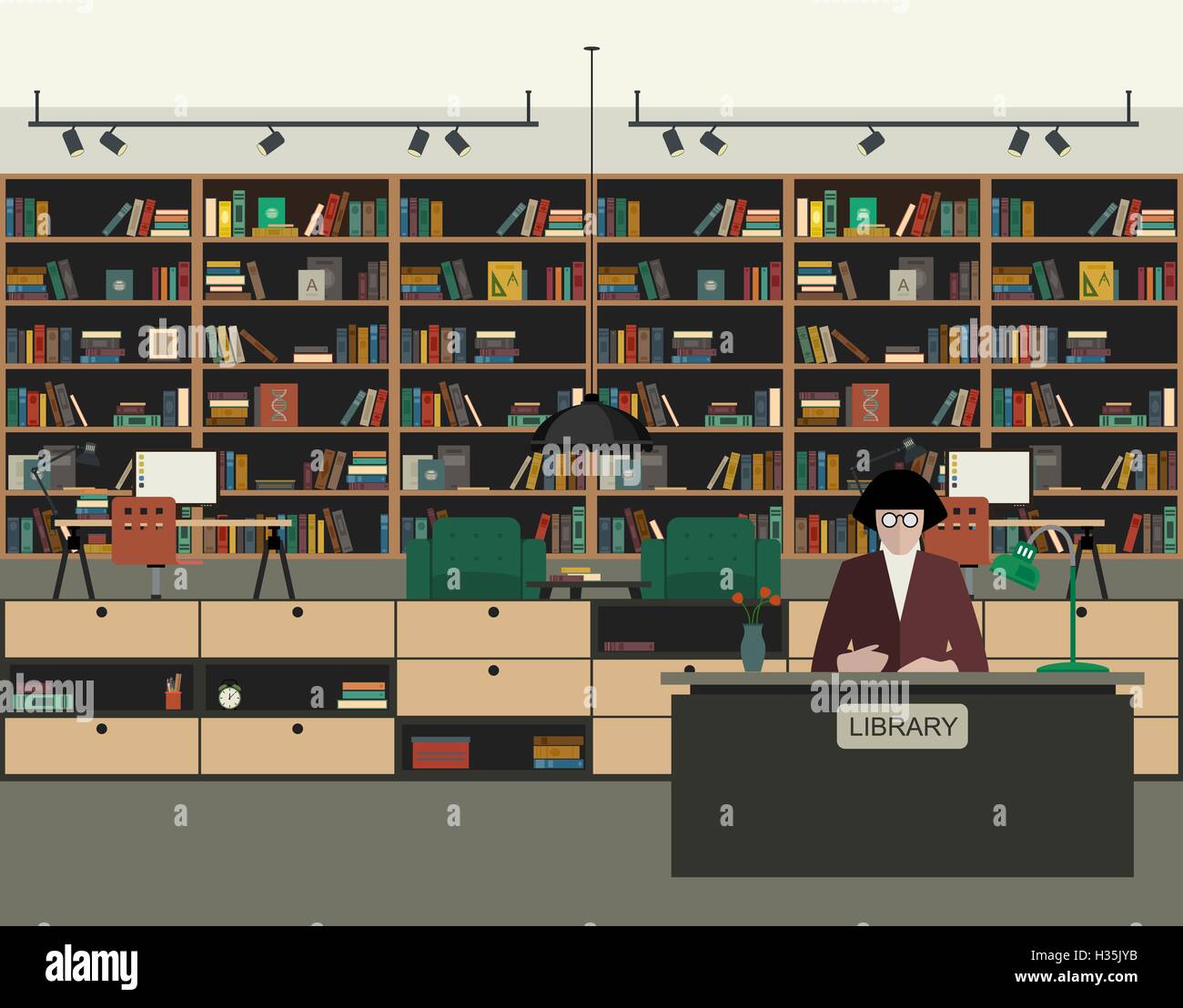 Public library flat illustration Stock Vector Image & Art - Alamy