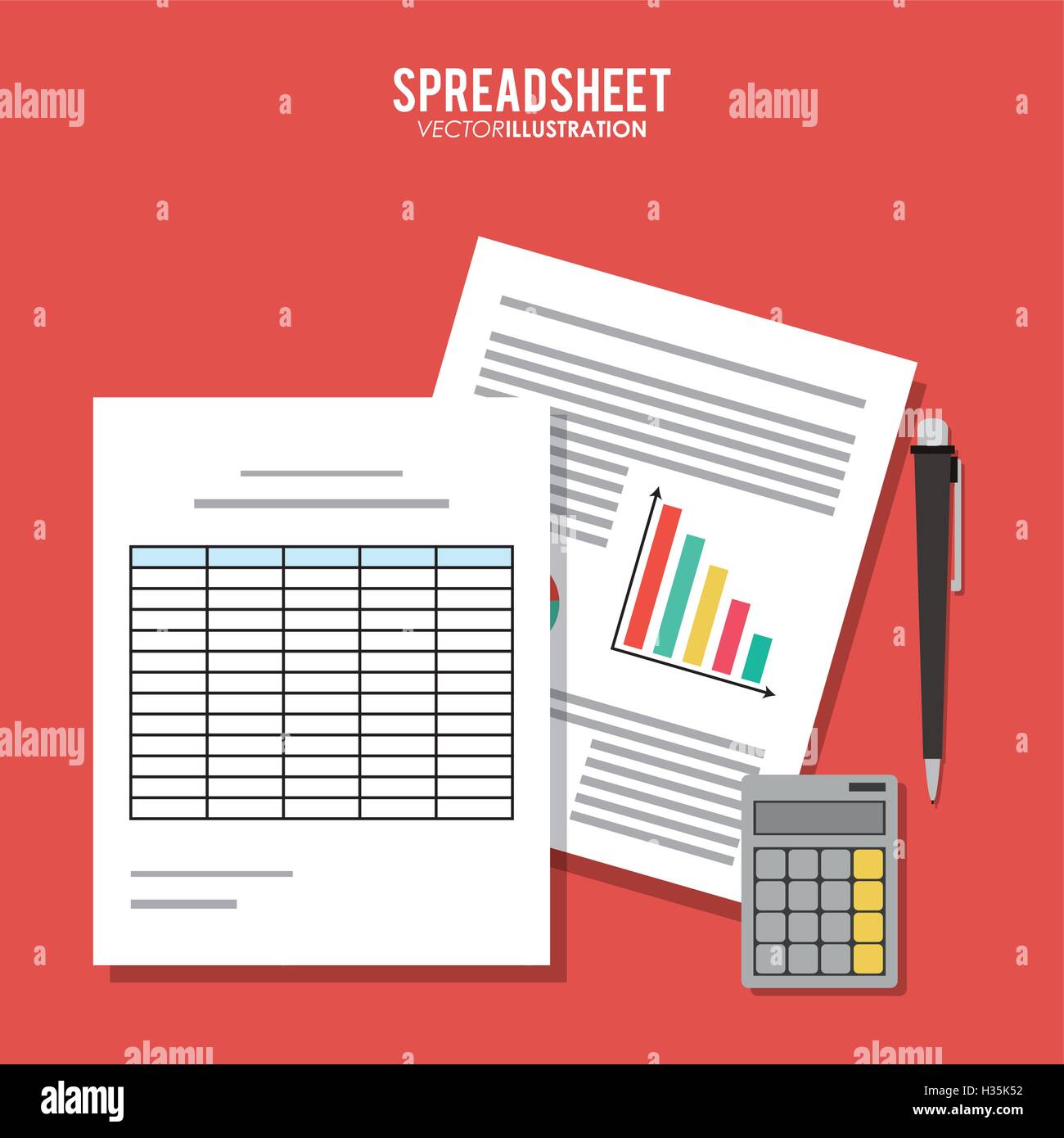 Spreadsheet and calculator Stock Vector Images - Alamy