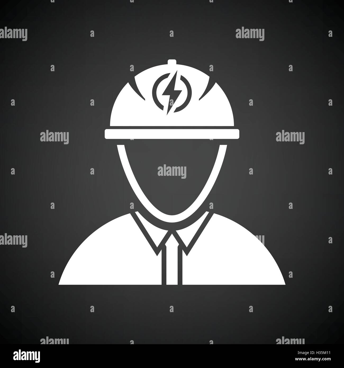 Electric engineer icon. Black background with white. Vector ...