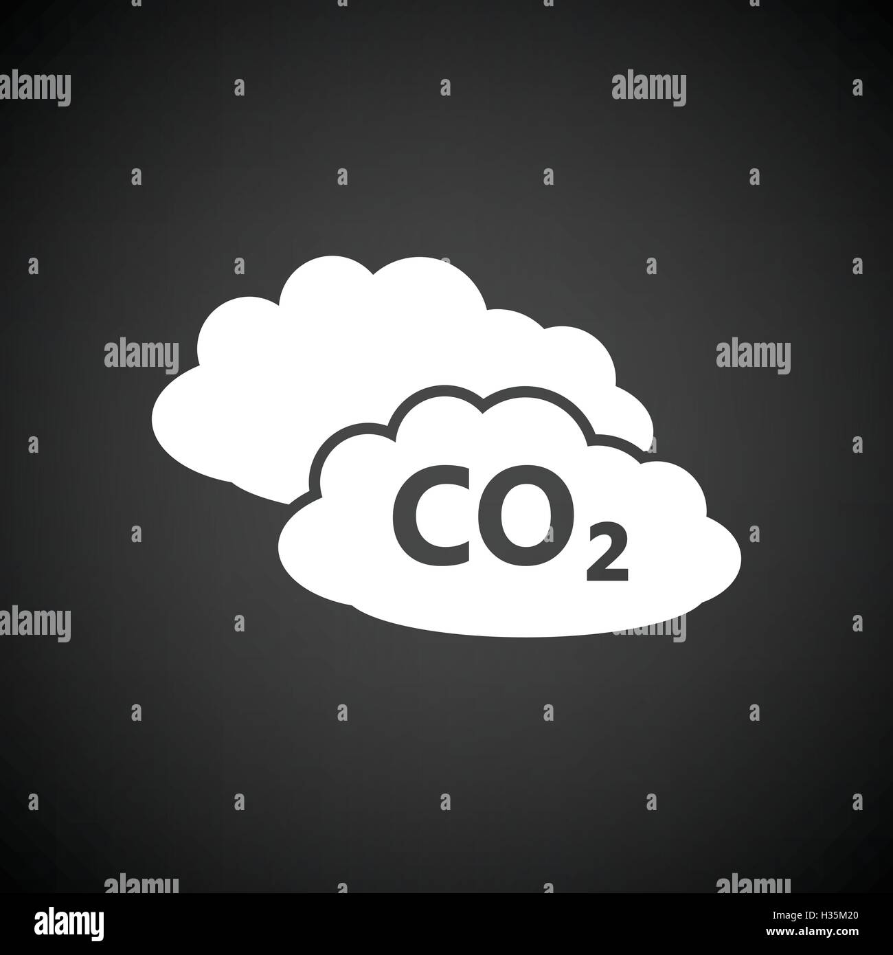 CO 2 cloud icon. Black background with white. Vector illustration Stock ...