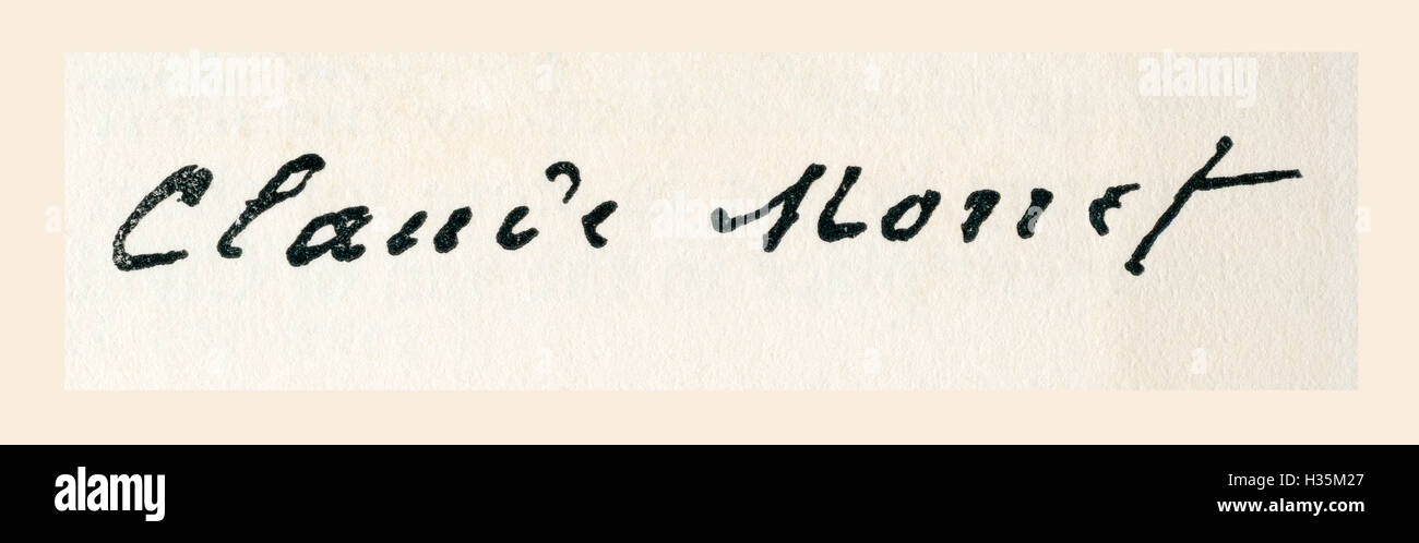 Signature of Claude Monet, 1840 – 1926. French artist and a founder of ...