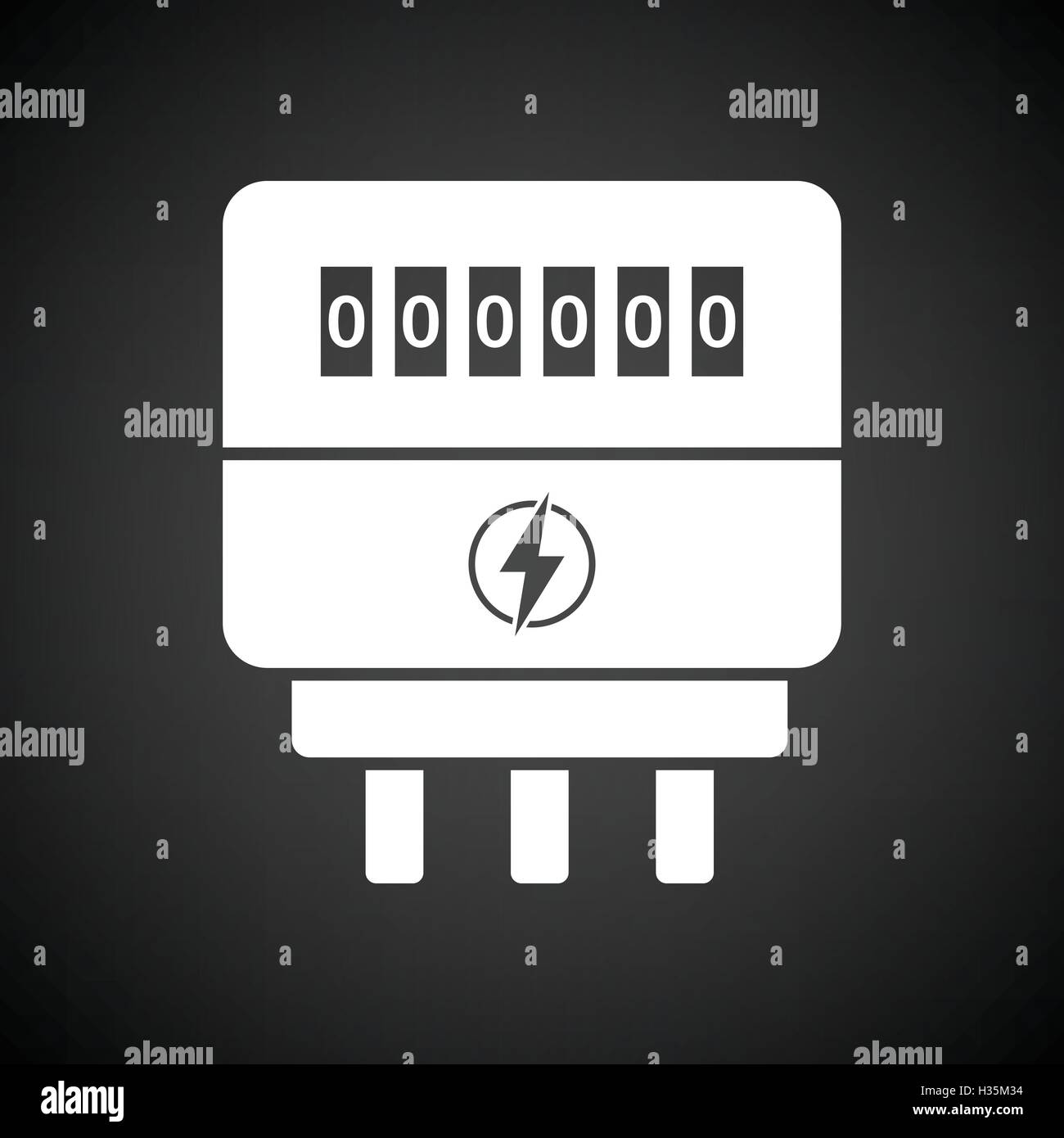 Electric meter icon. Black background with white. Vector illustration ...