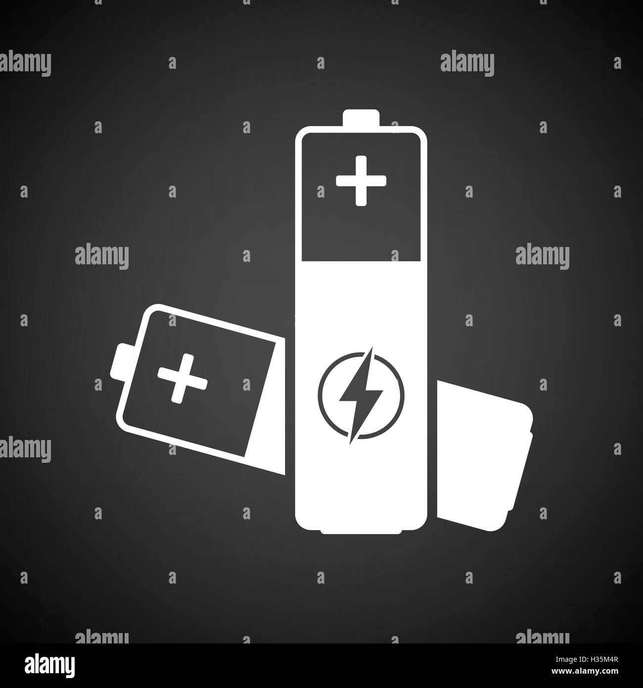 Electric battery icon. Black background with white. Vector illustration ...