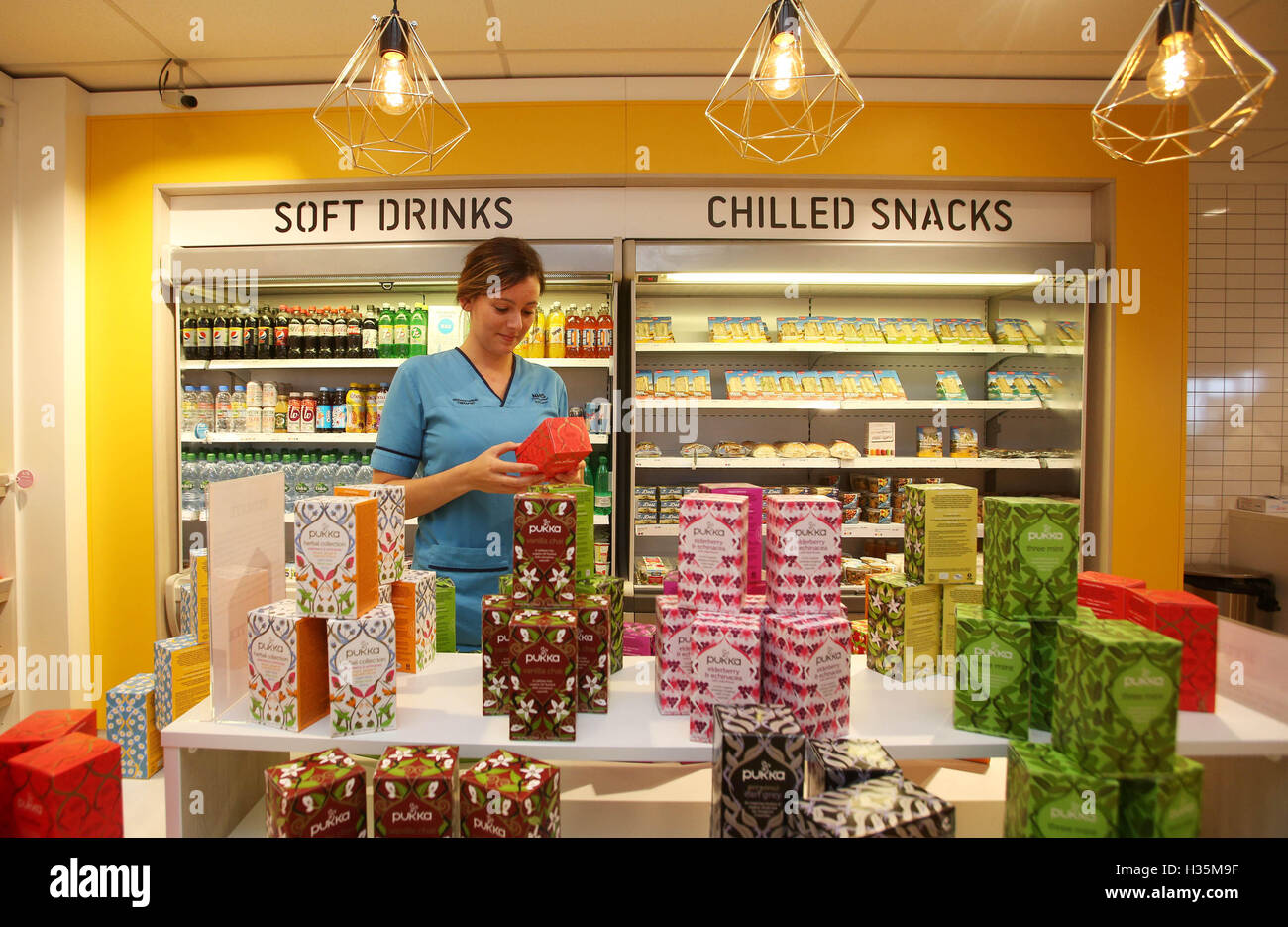 EDITORIAL USE ONLY Hospital staff shop following the official opening ...