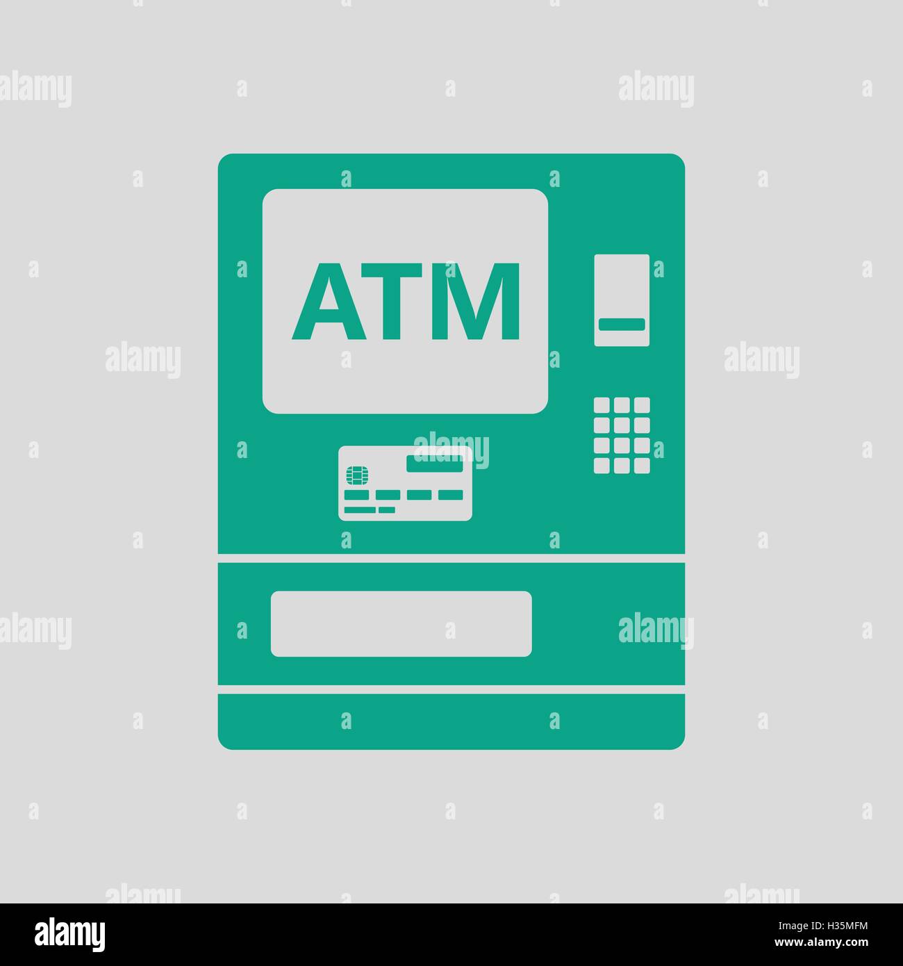 ATM icon. Gray background with green. Vector illustration Stock Vector ...