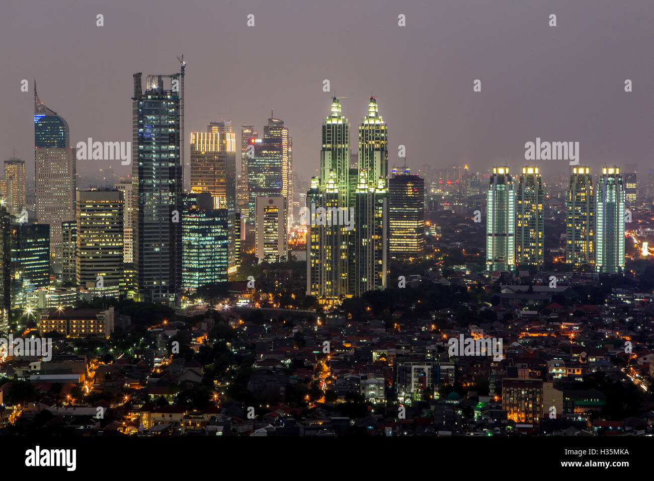 The skyline of Jakarta, Indonesia, at dusk Stock Photo - Alamy
