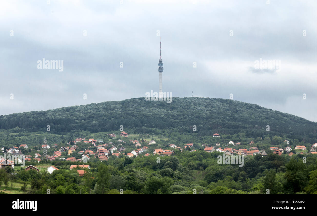 The Avala telecommunications tower, on mount Avala, outside Belgrade ...
