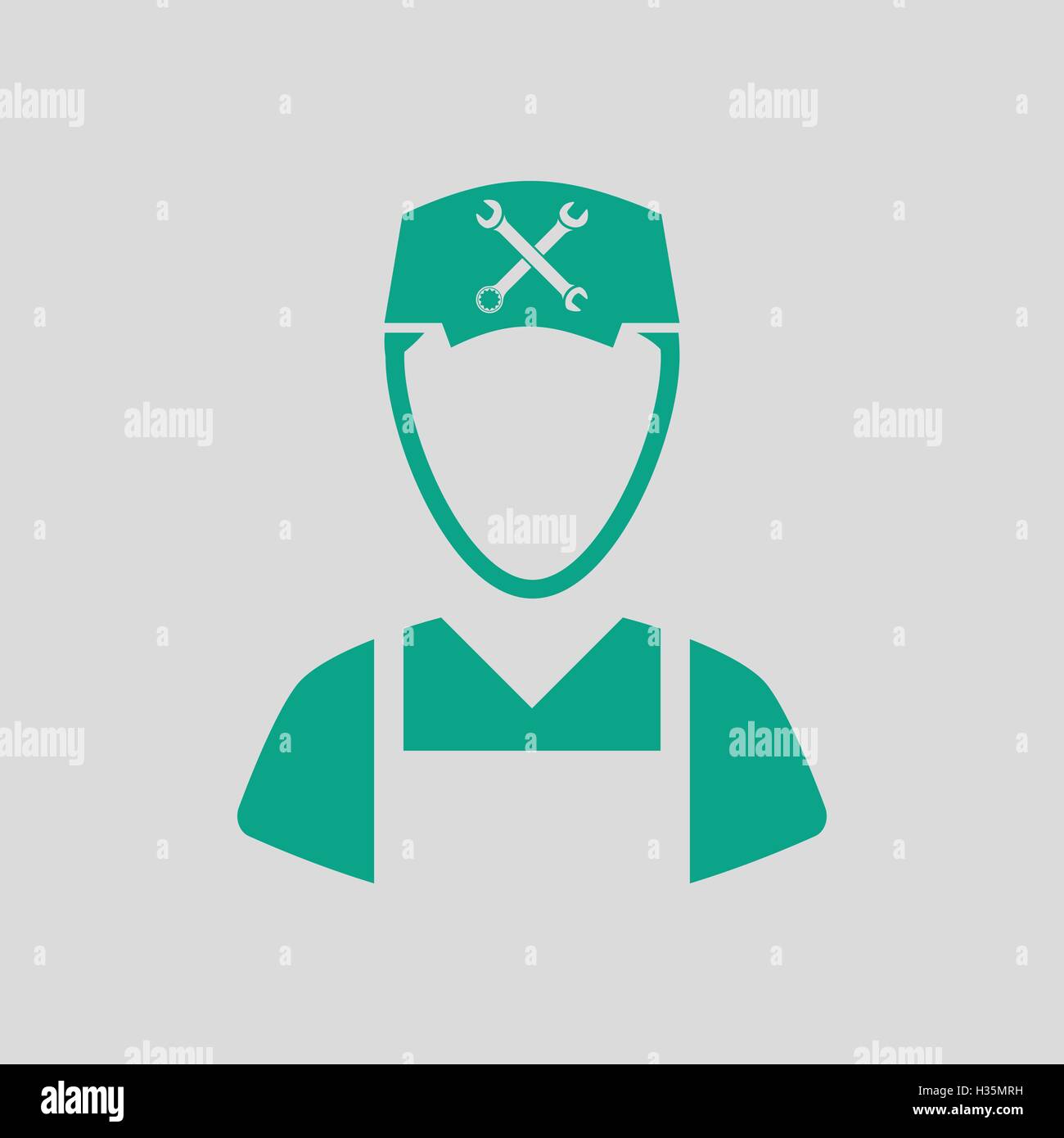 Car mechanic icon. Gray background with green. Vector illustration ...