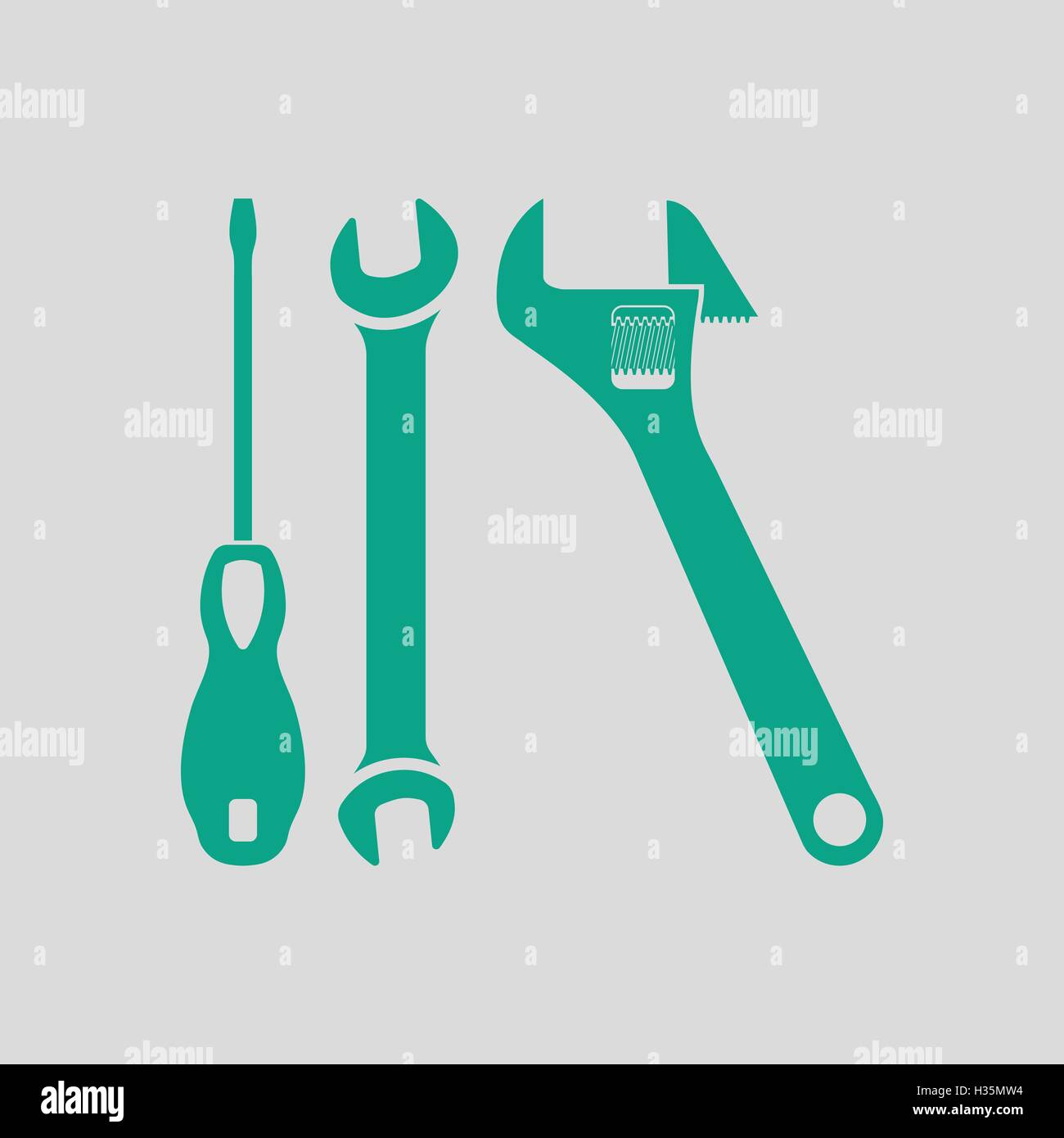 Wrench and screwdriver icon. Gray background with green. Vector ...