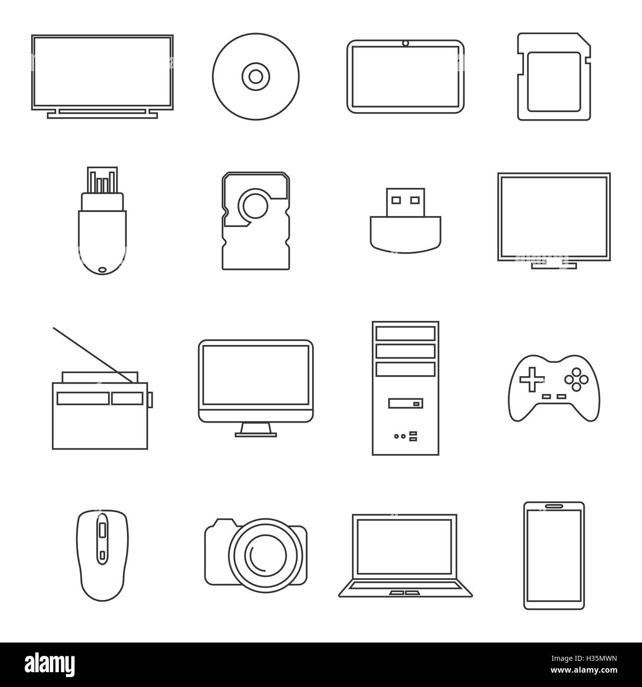 Digital media linear icons Stock Vector Images - Alamy