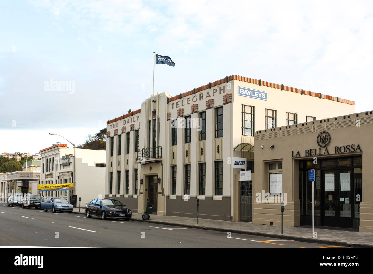 Art Deco architecture in Napier, New Zealand. Exterior view of the ...