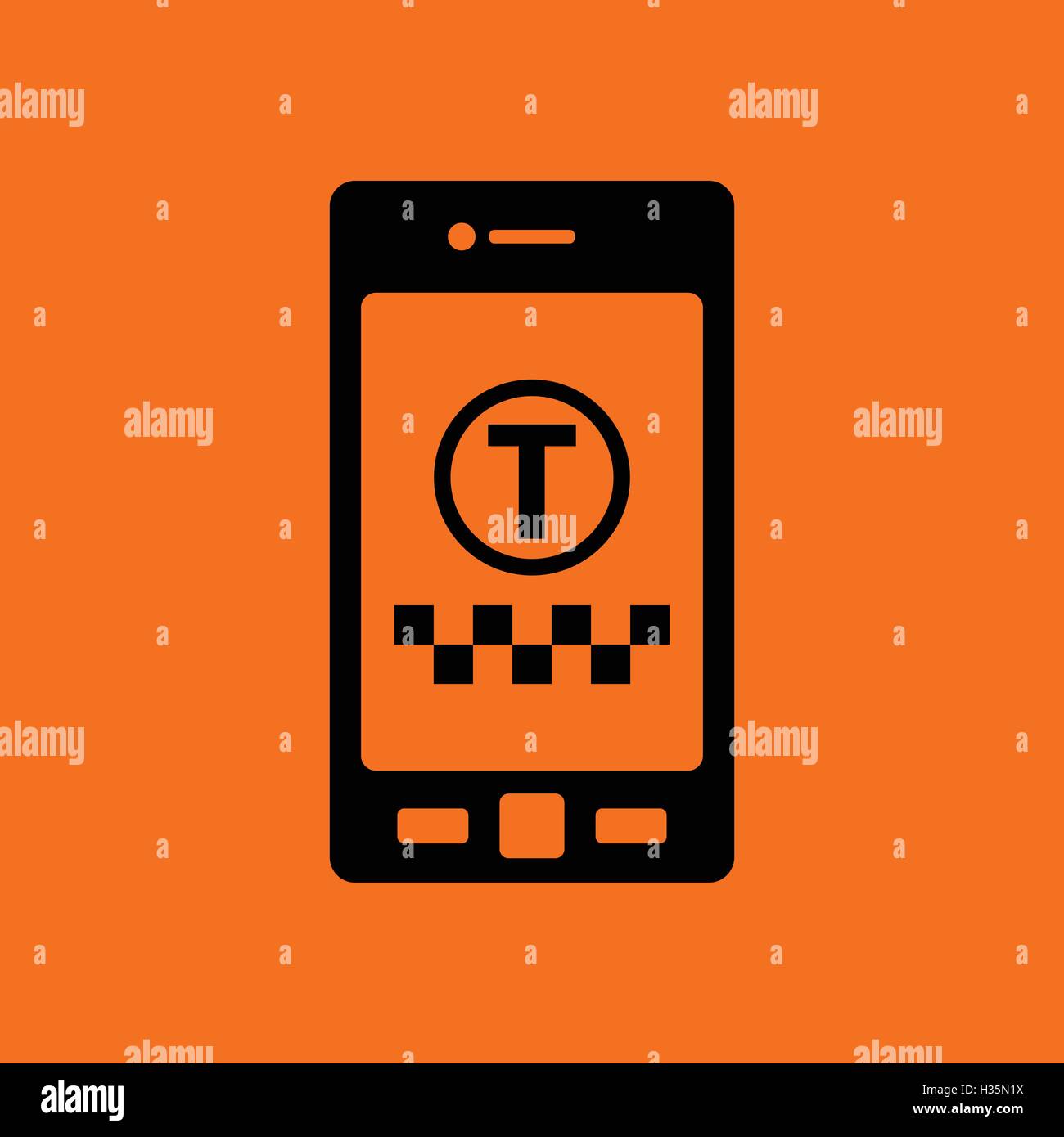 Taxi service mobile application icon. Orange background with black ...