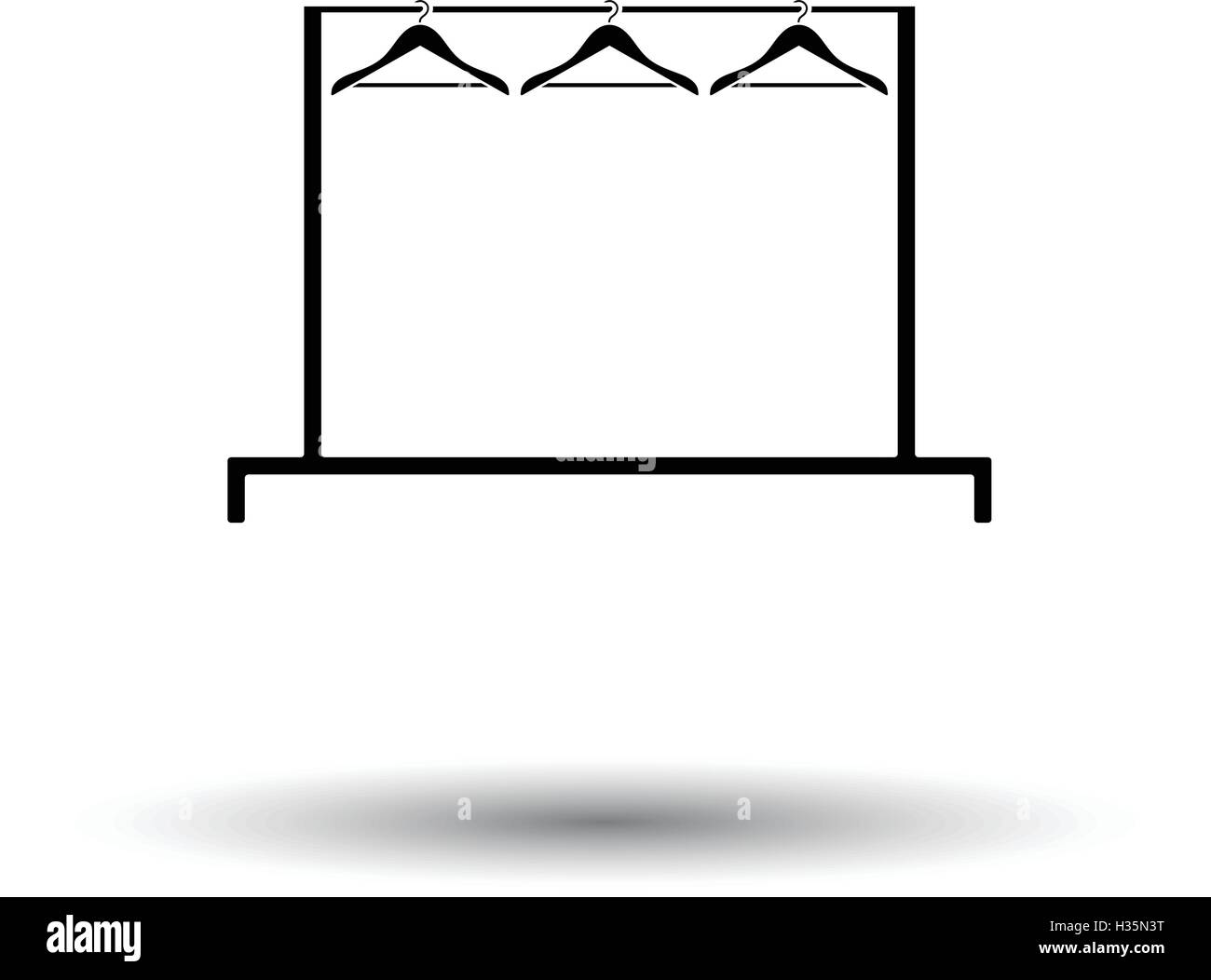 Clothing rail with hangers icon. White background with shadow design ...