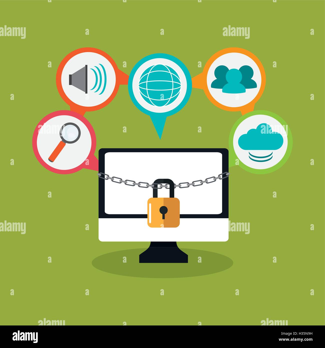 virtual security system icons image Stock Vector Image & Art - Alamy