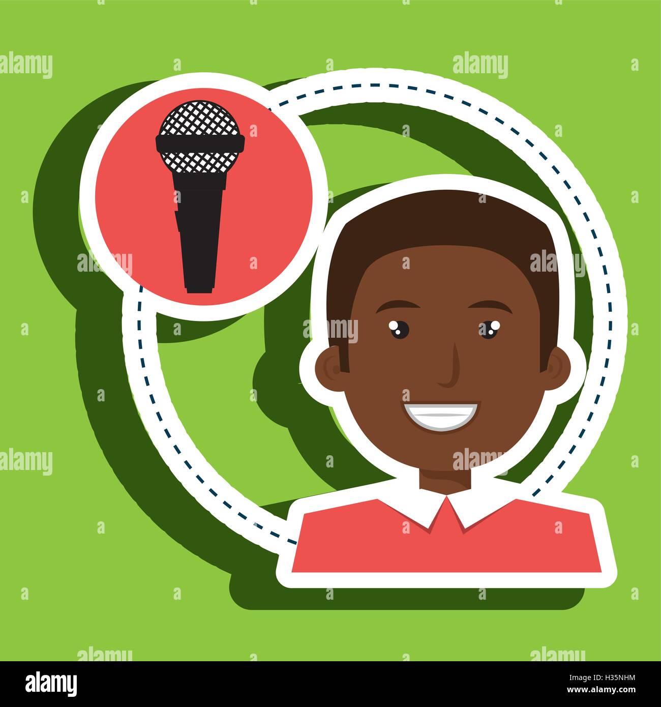 Portrait Young Man Singing Microphone Stock Vector Images Alamy
