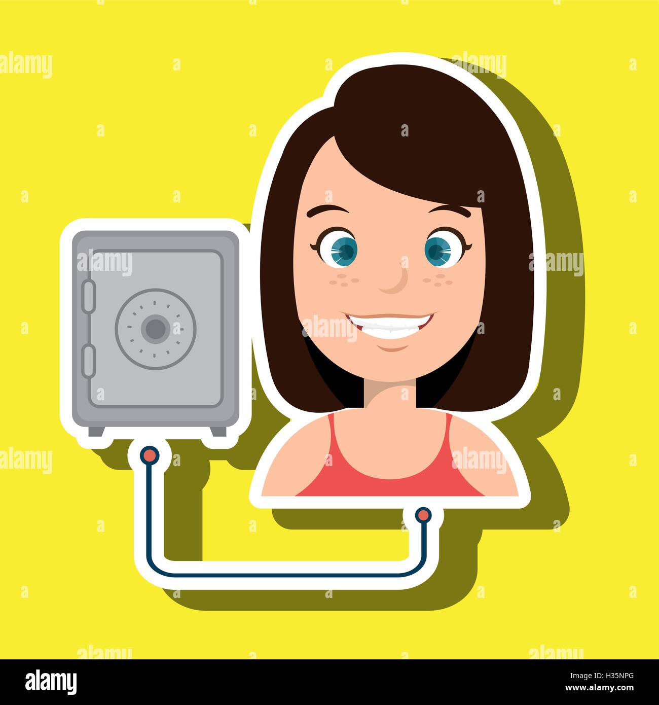 woman cartoon box safe steel Stock Vector Image & Art - Alamy