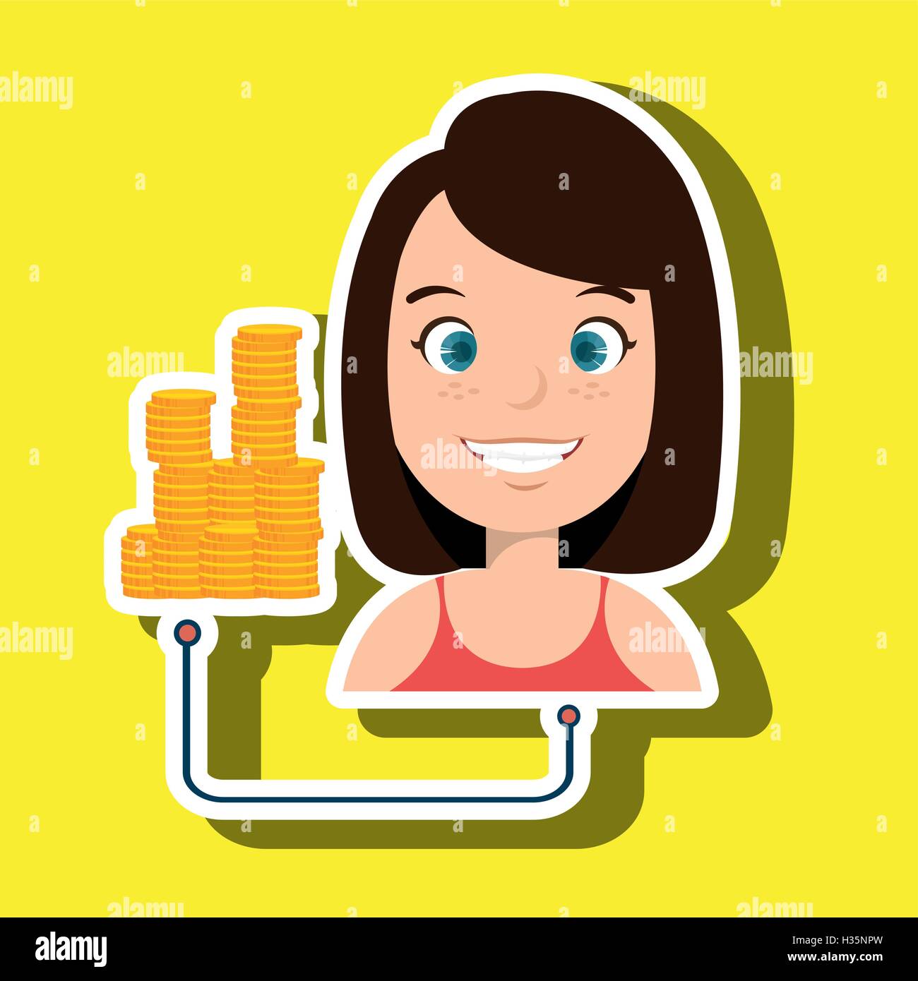 woman cartoon currency money dollar Stock Vector Image & Art - Alamy