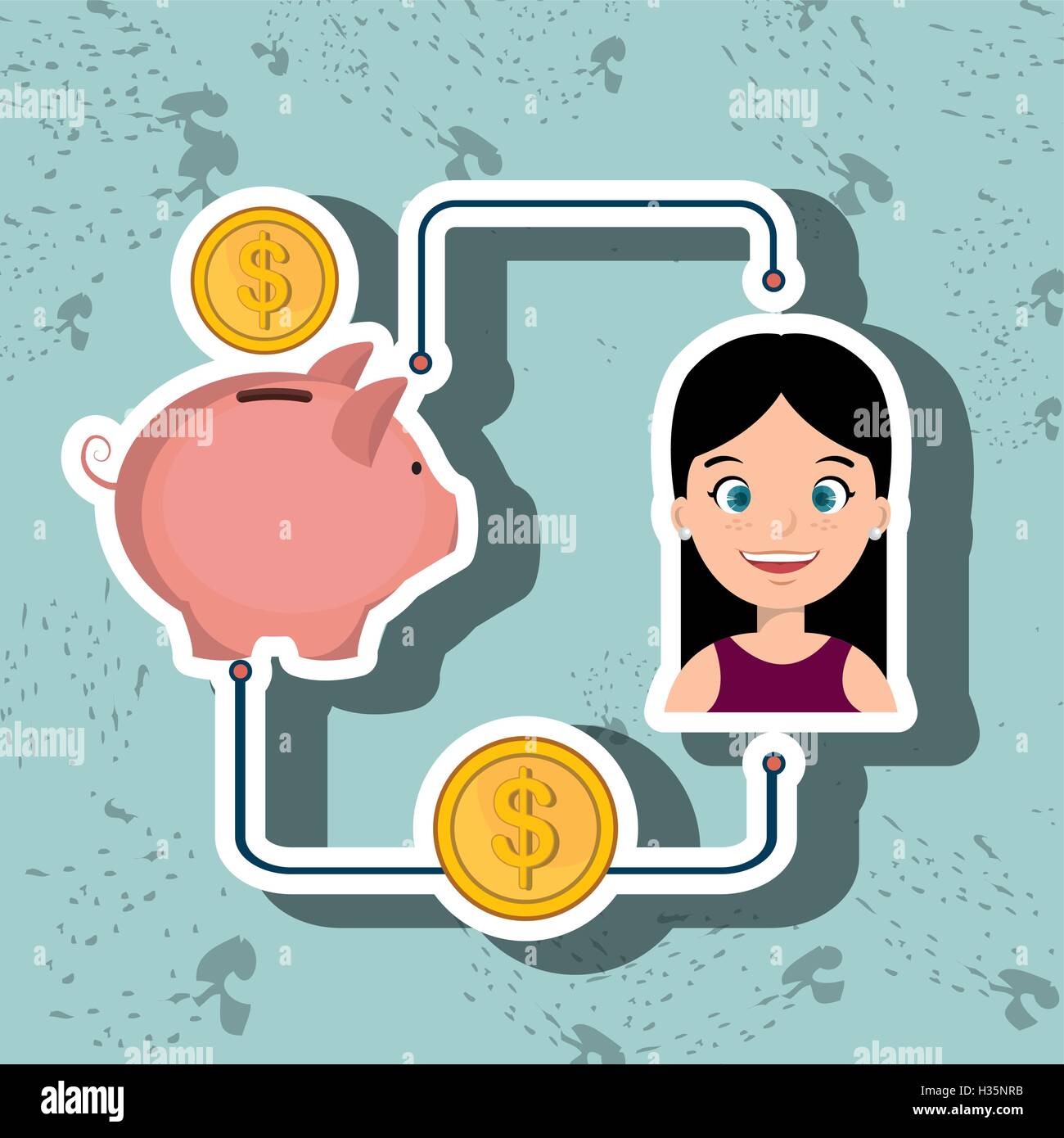 woman cartoon piggy currency money Stock Vector Image & Art - Alamy