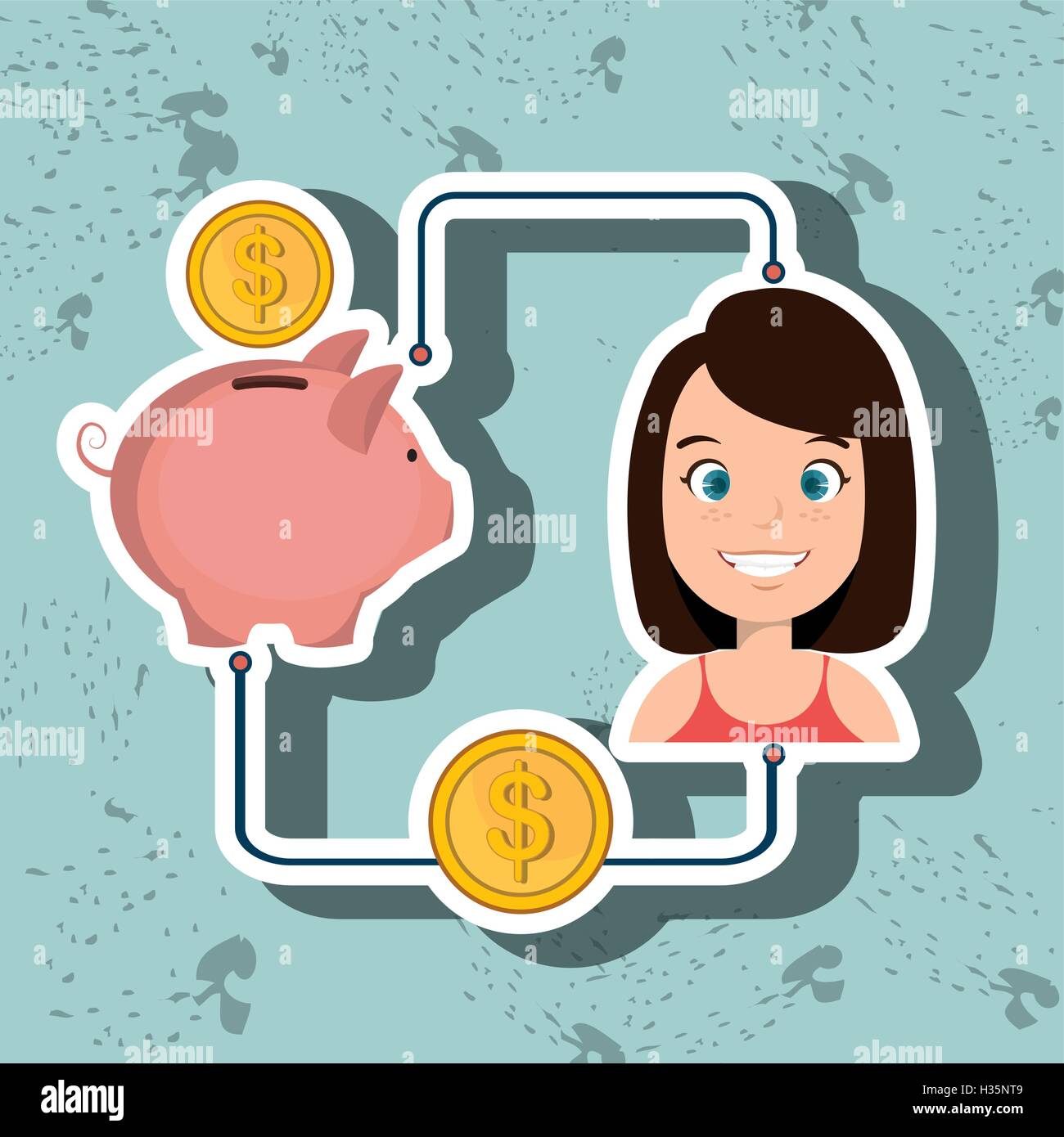 woman cartoon piggy currency money Stock Vector Image & Art - Alamy
