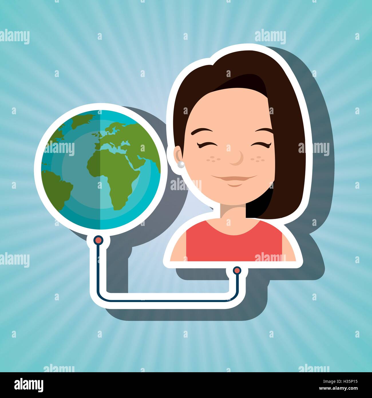 Woman connected earth Stock Vector Images - Alamy