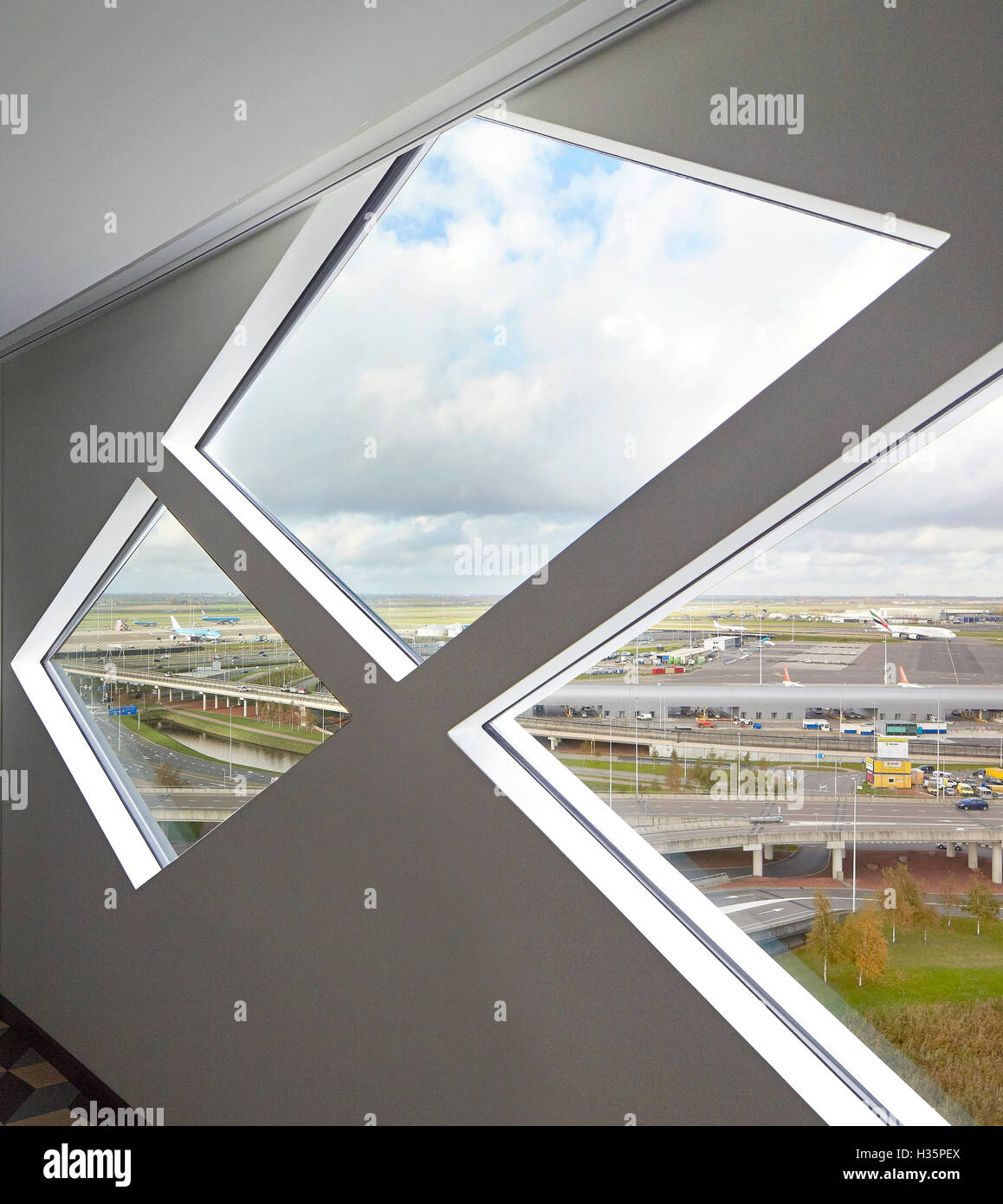 View through window towards Schiphol Airport. Hilton Amsterdam Airport ...