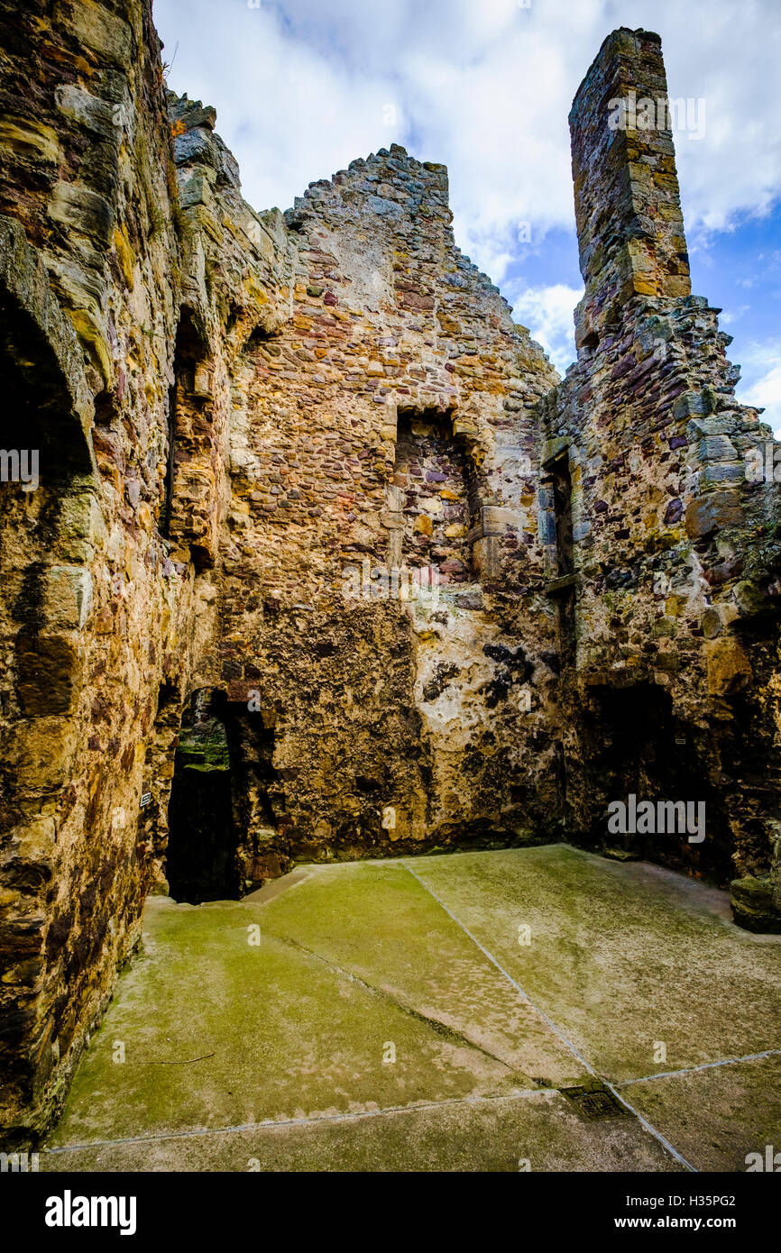 Dirleton Castle, a ruined medieval fortress in the village of Dirleton ...