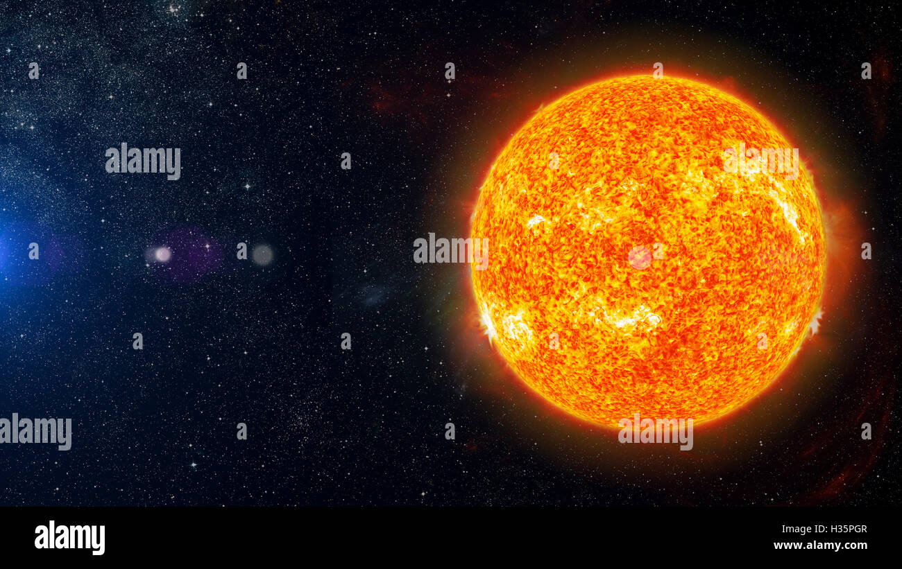 Image of Sun on nebula background 3d rendering Stock Photo - Alamy
