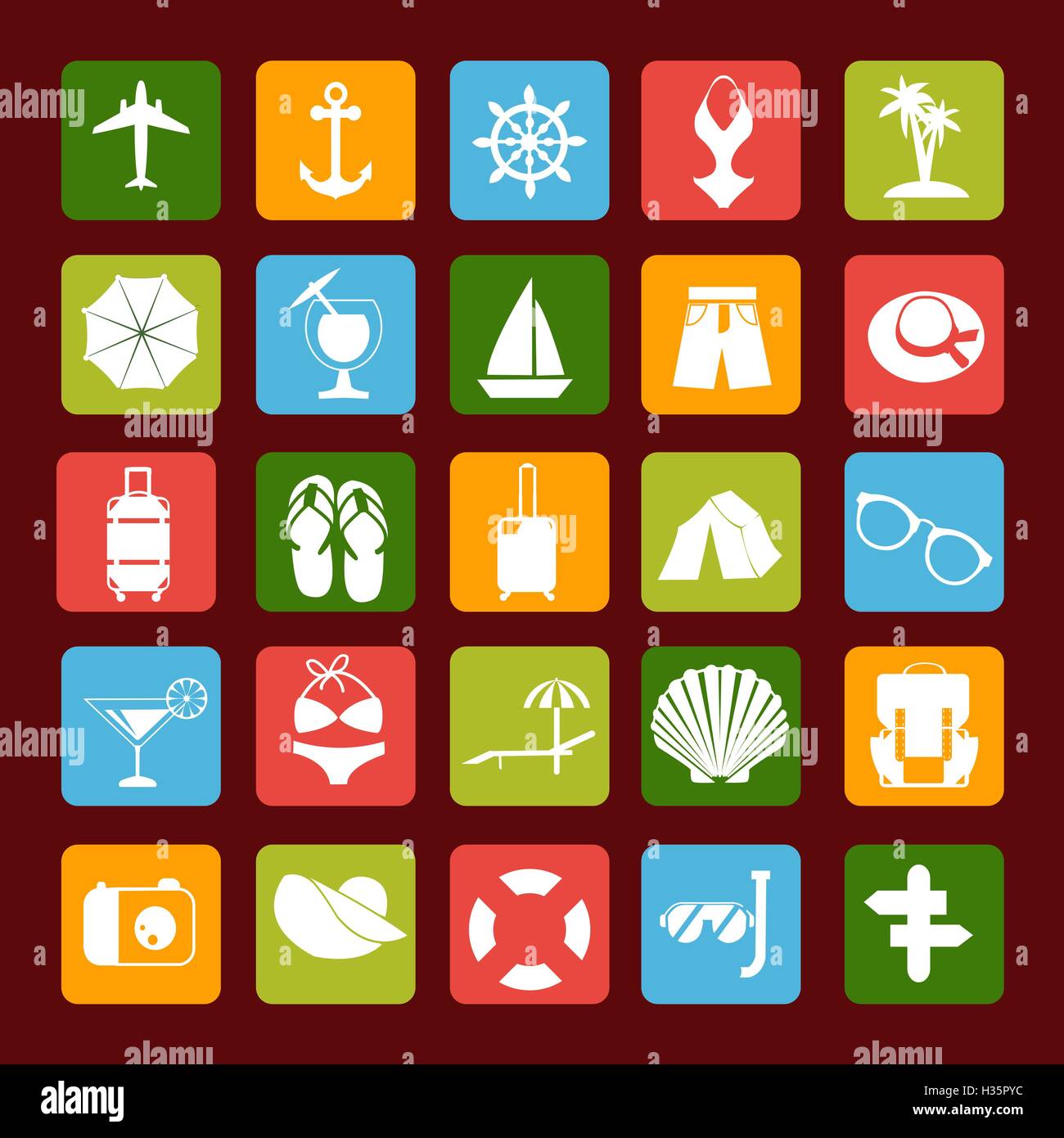 Travel and Vacation vector icons Stock Vector Image & Art - Alamy